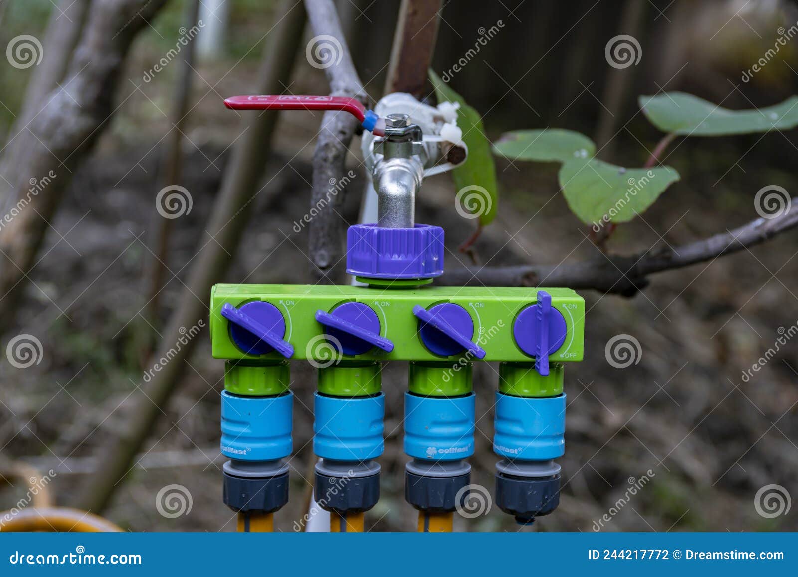 Garden Water Distributor with Adjustable Valves. Stock Photo - Image of ...