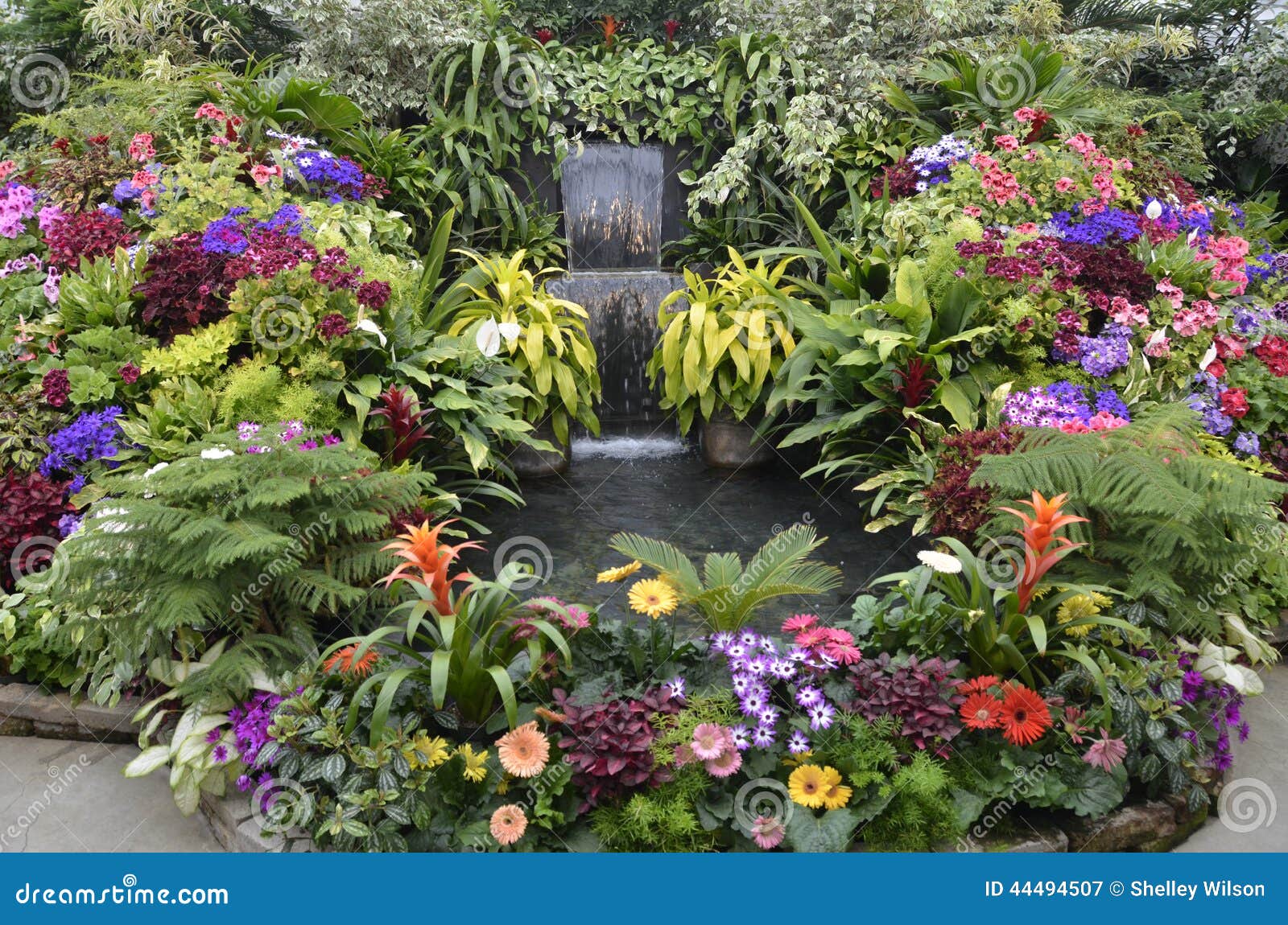 Garden Waterfall stock image. Image of colorful, garden - 44494507