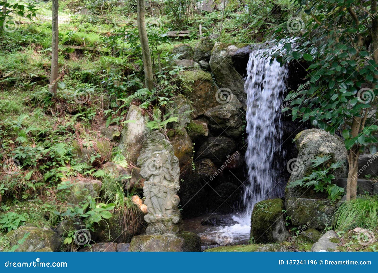 Garden waterfall stock photo. Image of waterfall, garden - 137241196