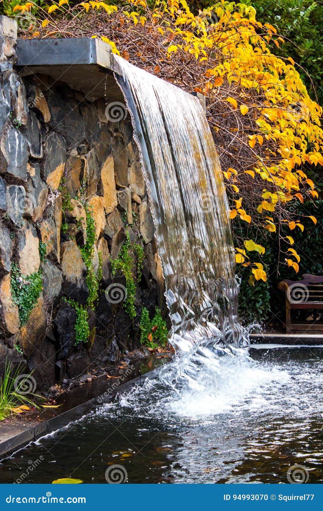 Garden Waterfall Pond Autumn Fall Leaves Stock Photo - Image of leaves ...