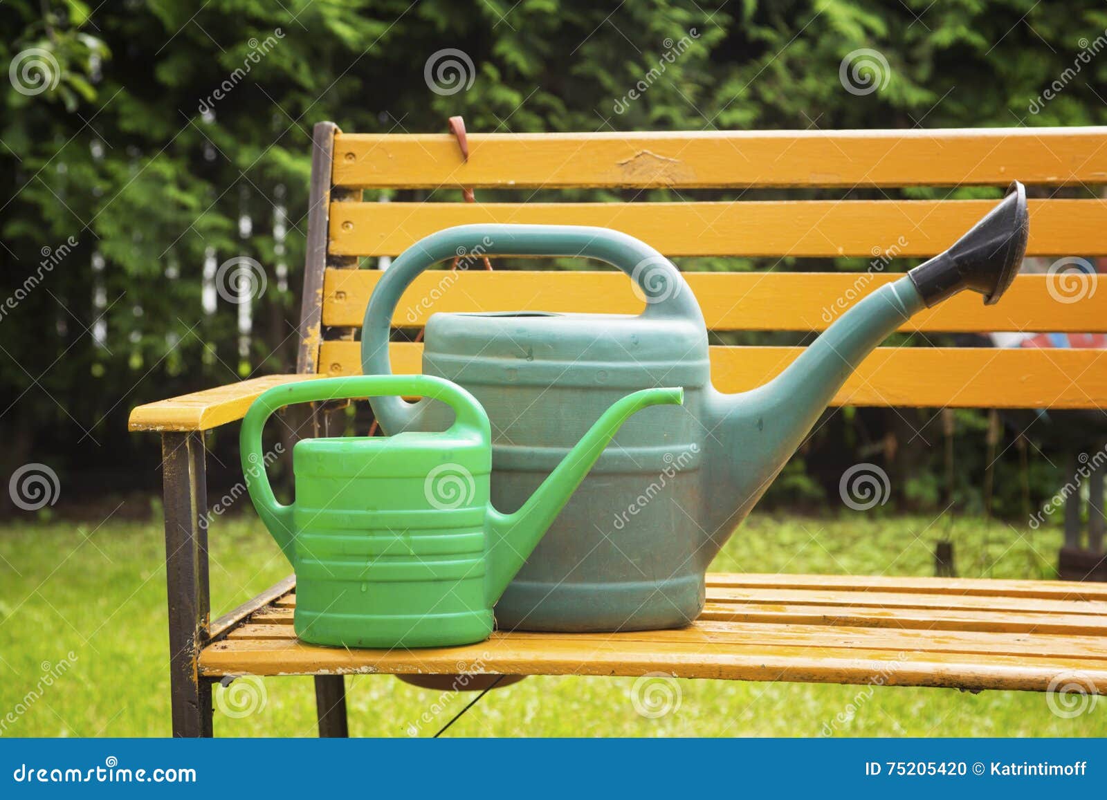 Garden Watering Cans for Watering Stock Photo - Image of object ...