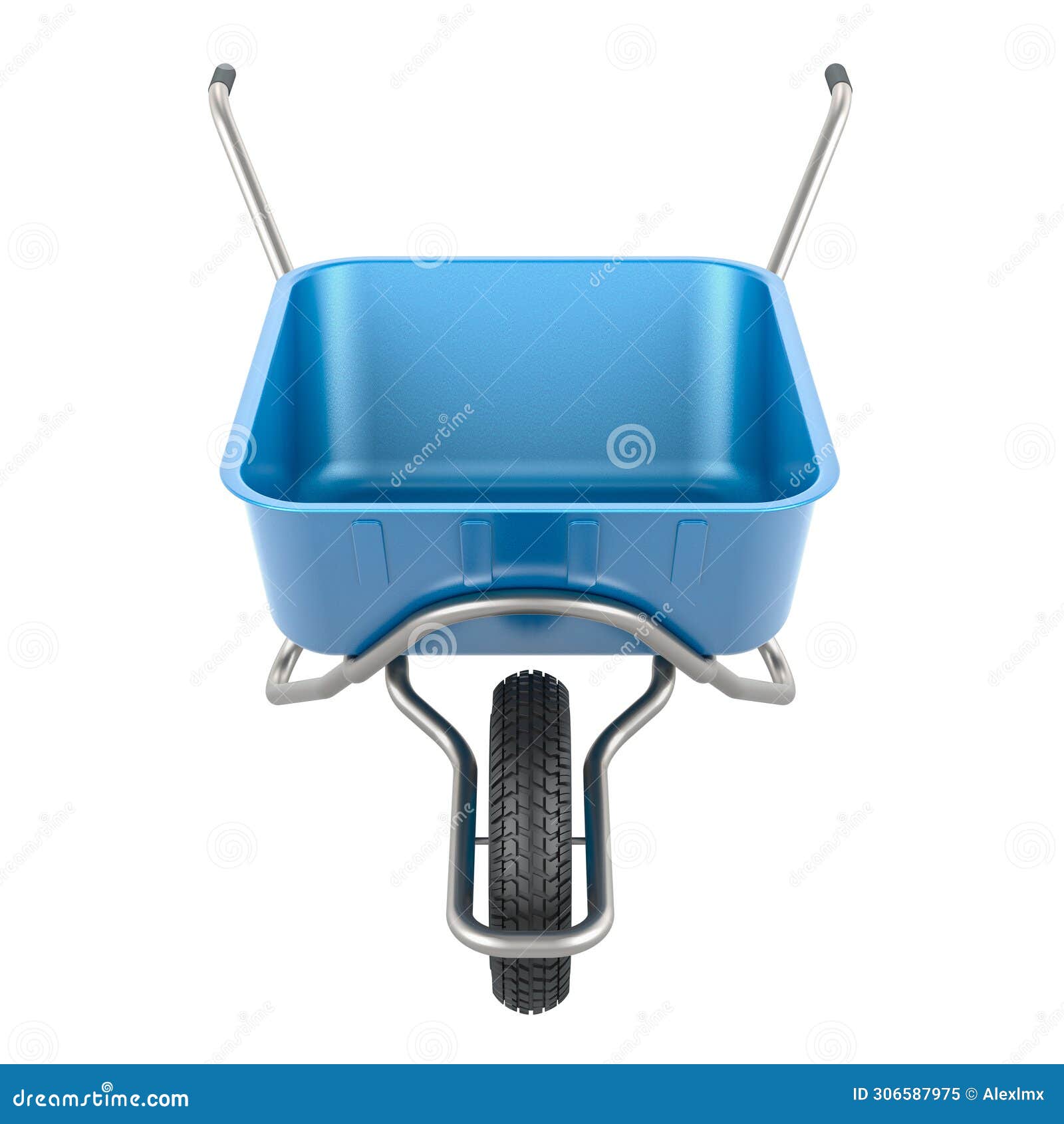 Garden Wheelbarrow Front View, 3D Rendering Stock Illustration ...