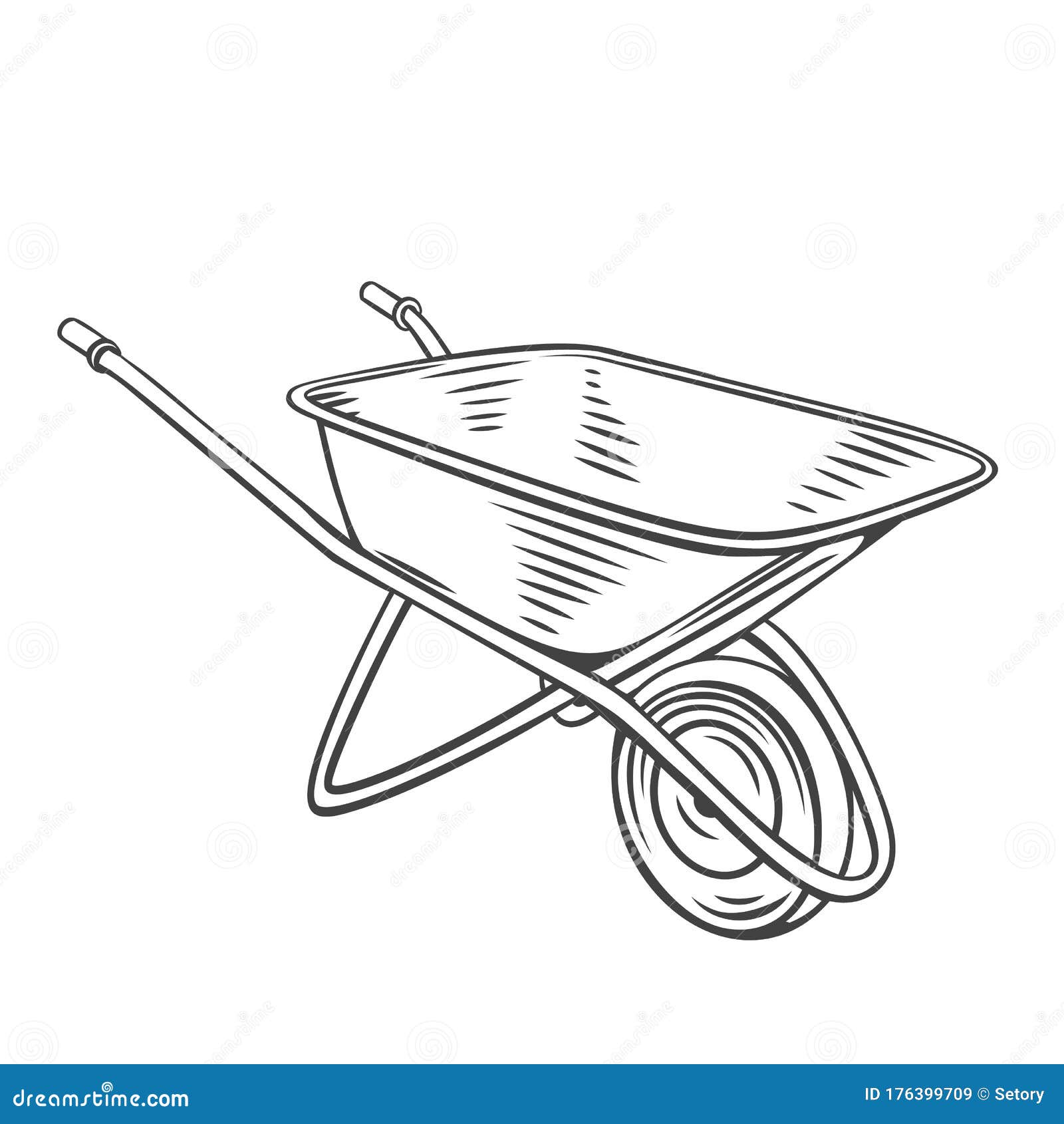 Garden Wheelbarrow Outline Royalty-Free Illustration | CartoonDealer ...