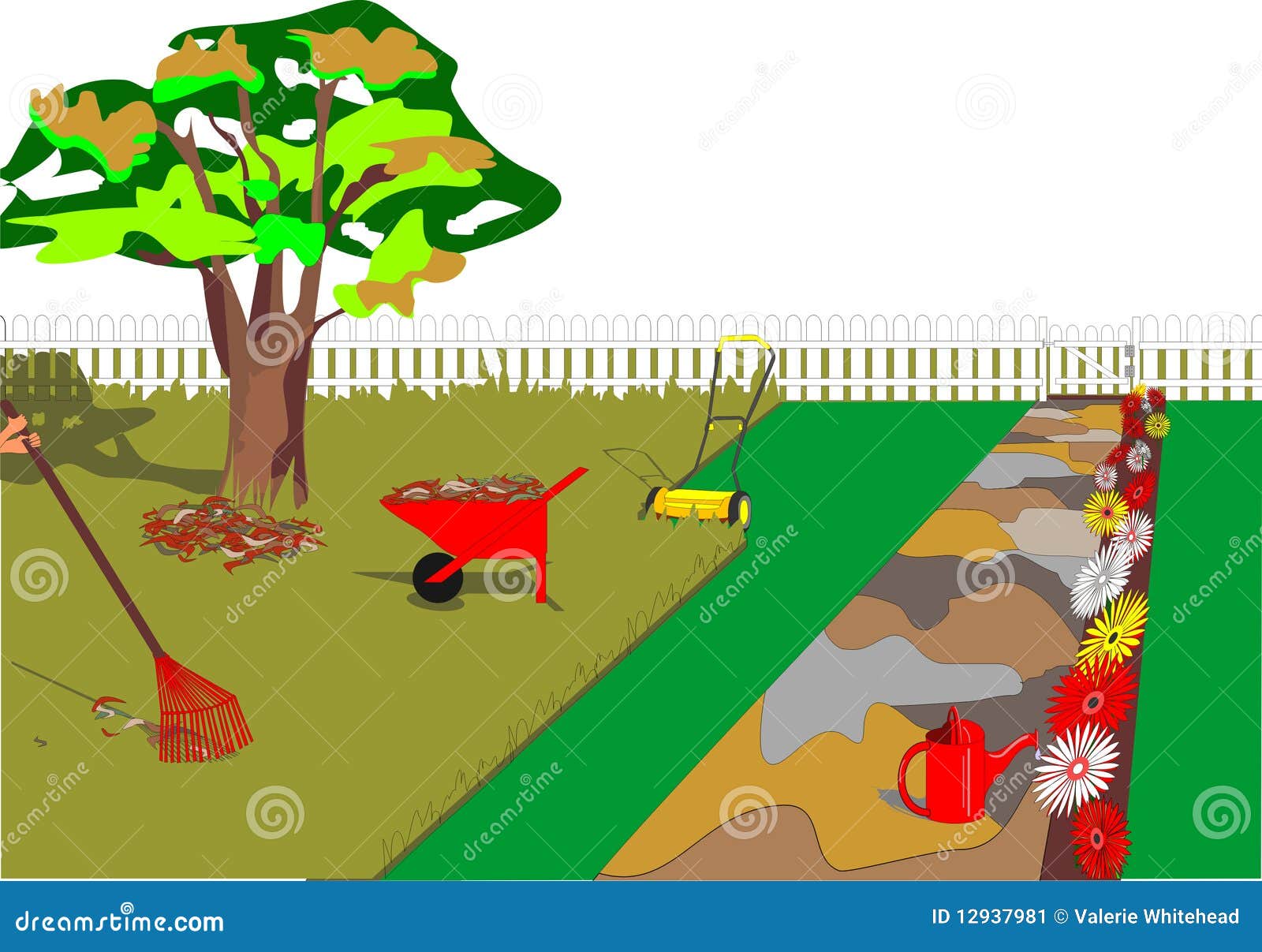 Garden work in Progress stock vector. Illustration of trunk - 12937981