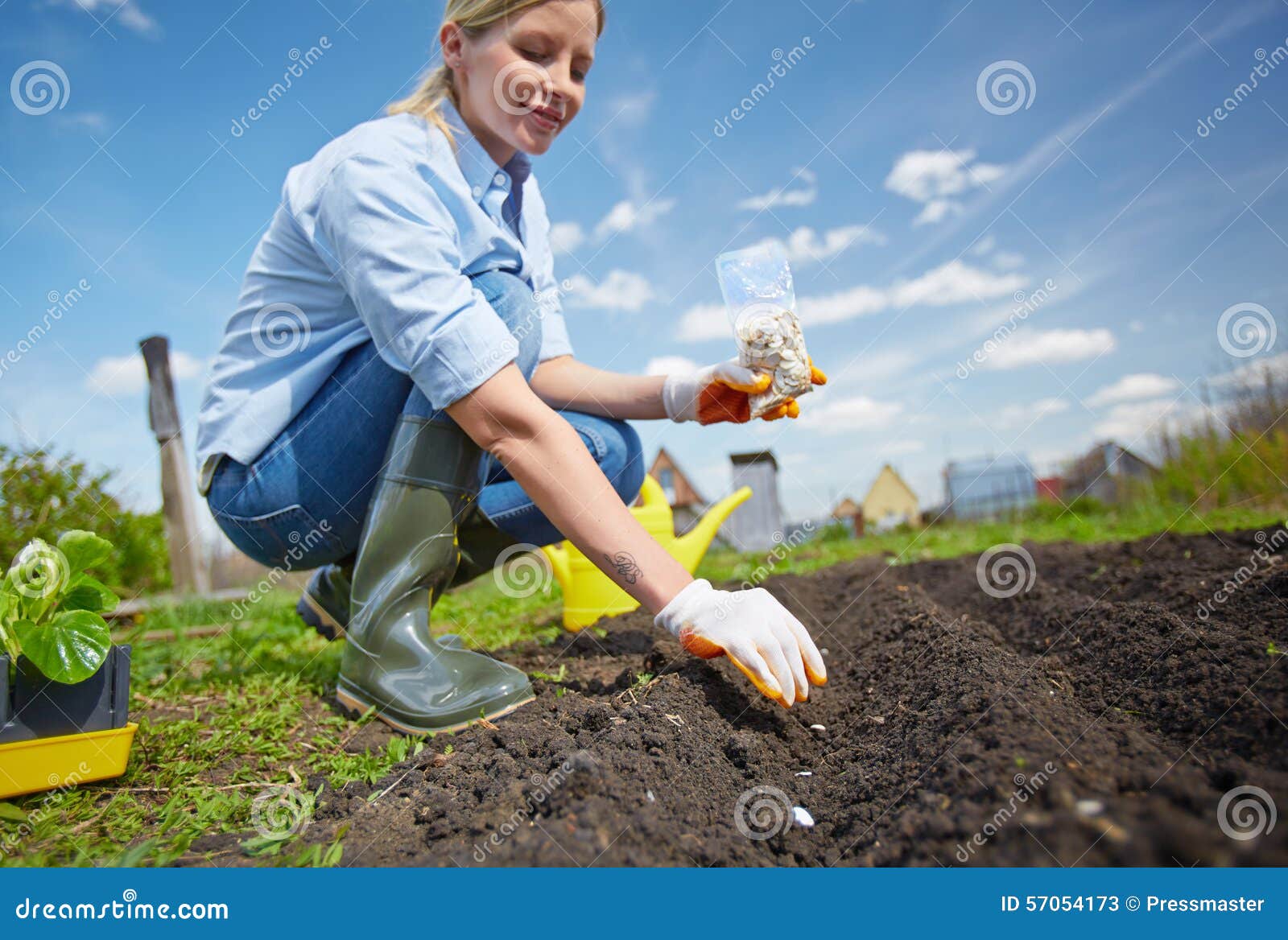 Garden worker stock image. Image of countryside, blonde - 57054173