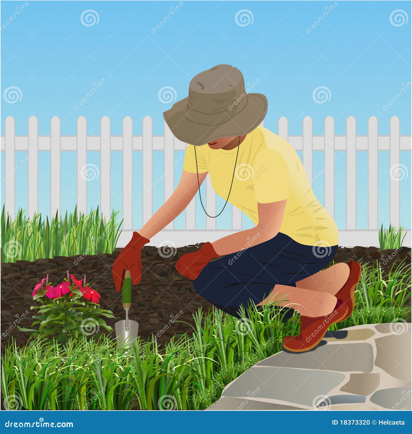 Red Mulch And Flowers. Bright Mulch For Flower Beds Using Natural Pine ...