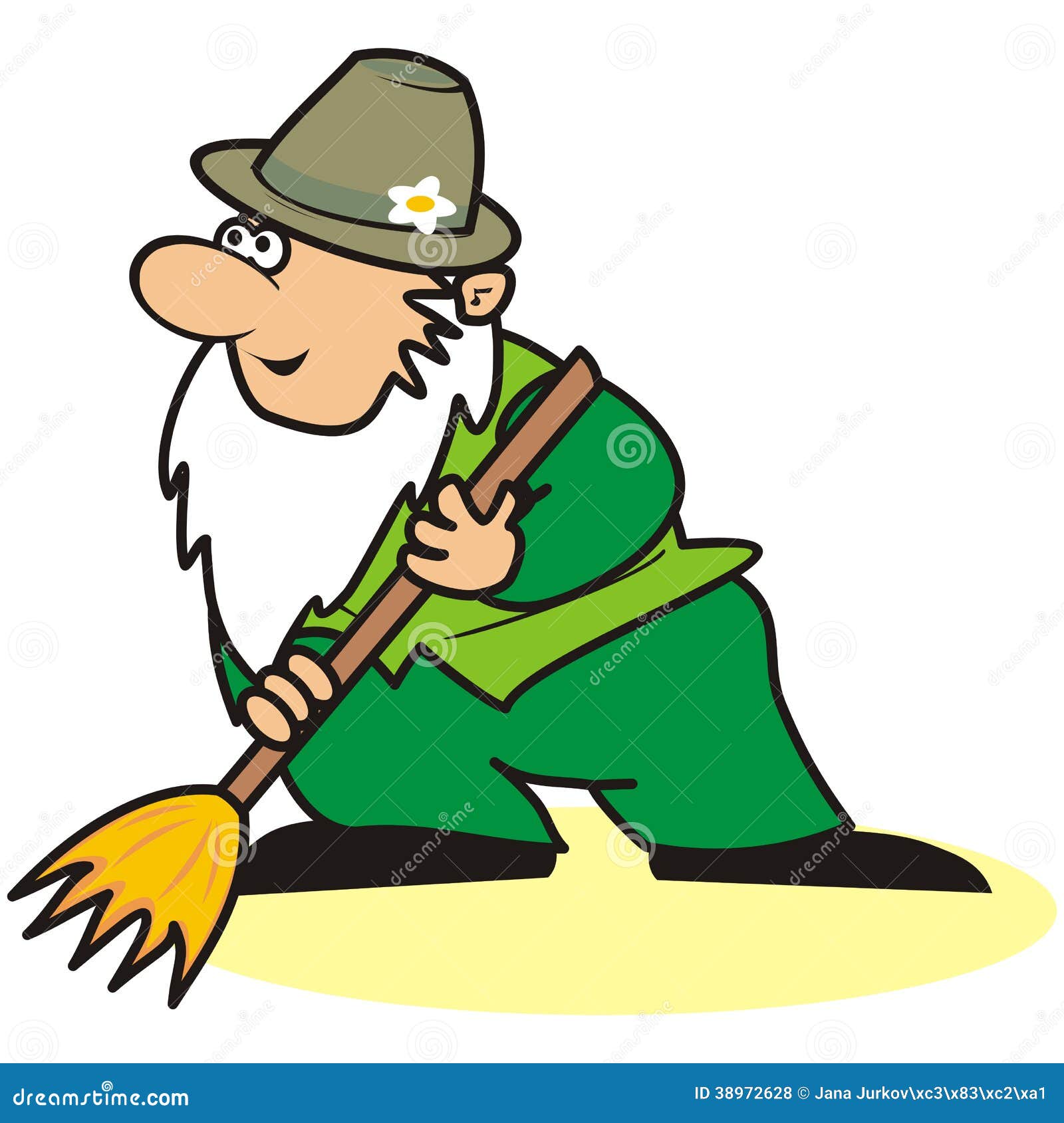 Gardener and Besom, Cartoon, Vector Illustration Stock Vector ...