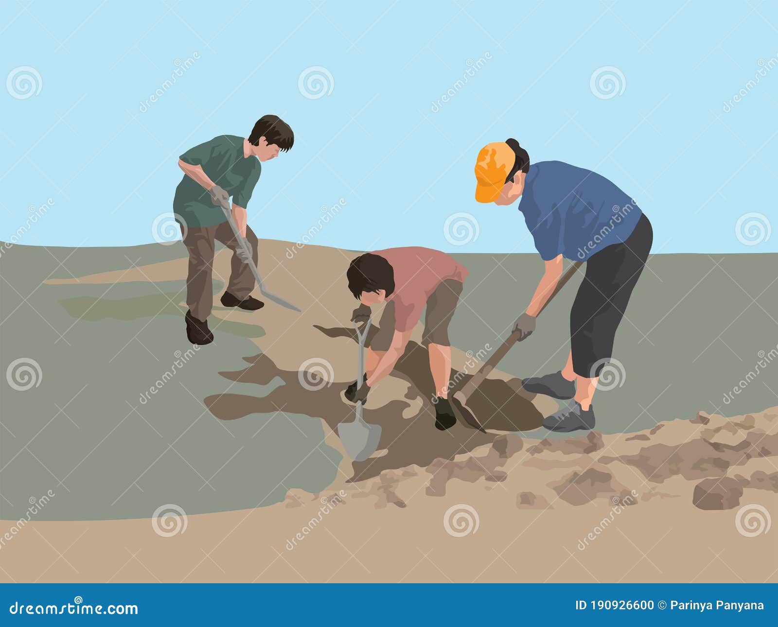 Gardener Digging in the Farm Stock Vector - Illustration of achievement ...
