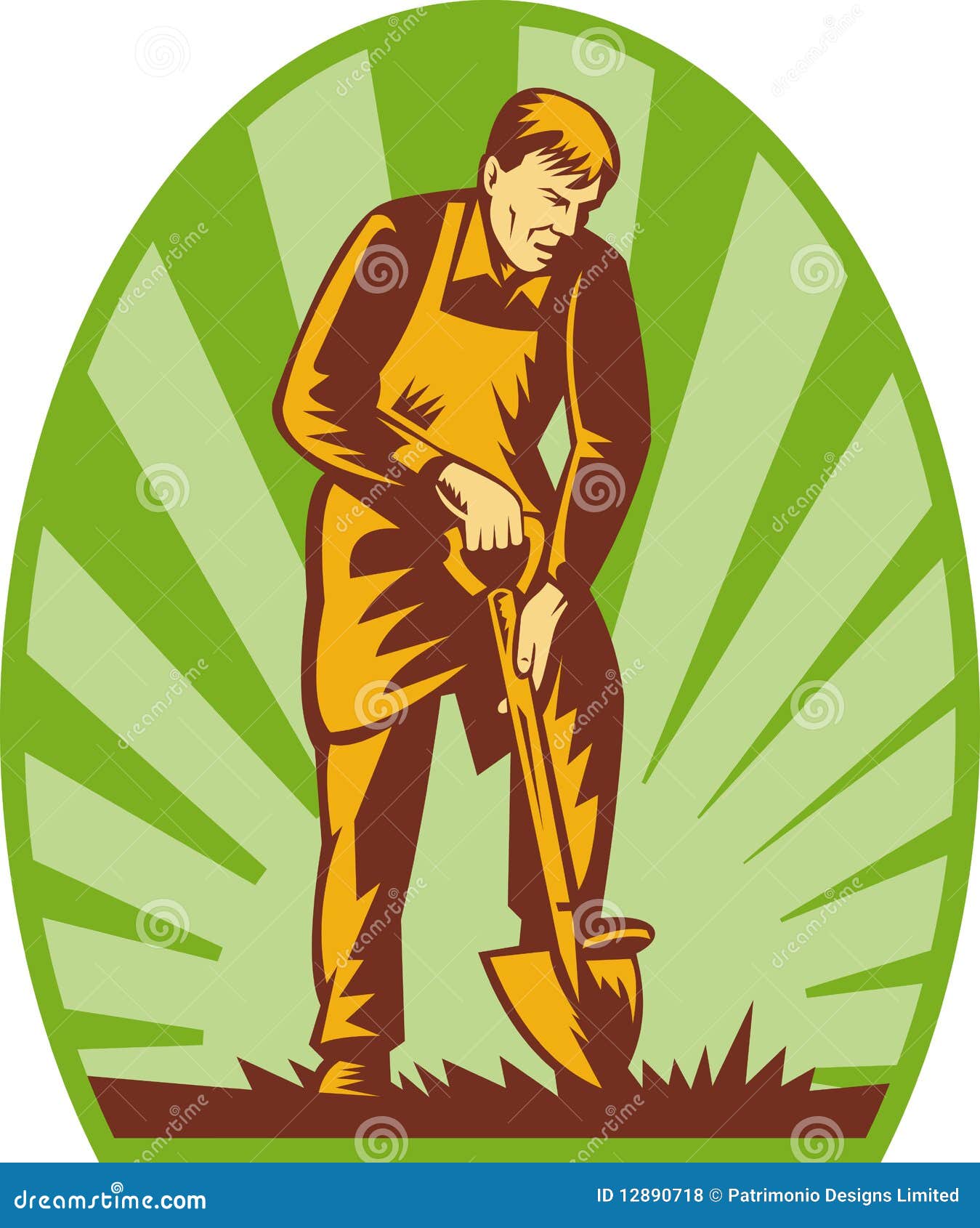 Farmer Digging A Field Cartoon Vector | CartoonDealer.com #2003103