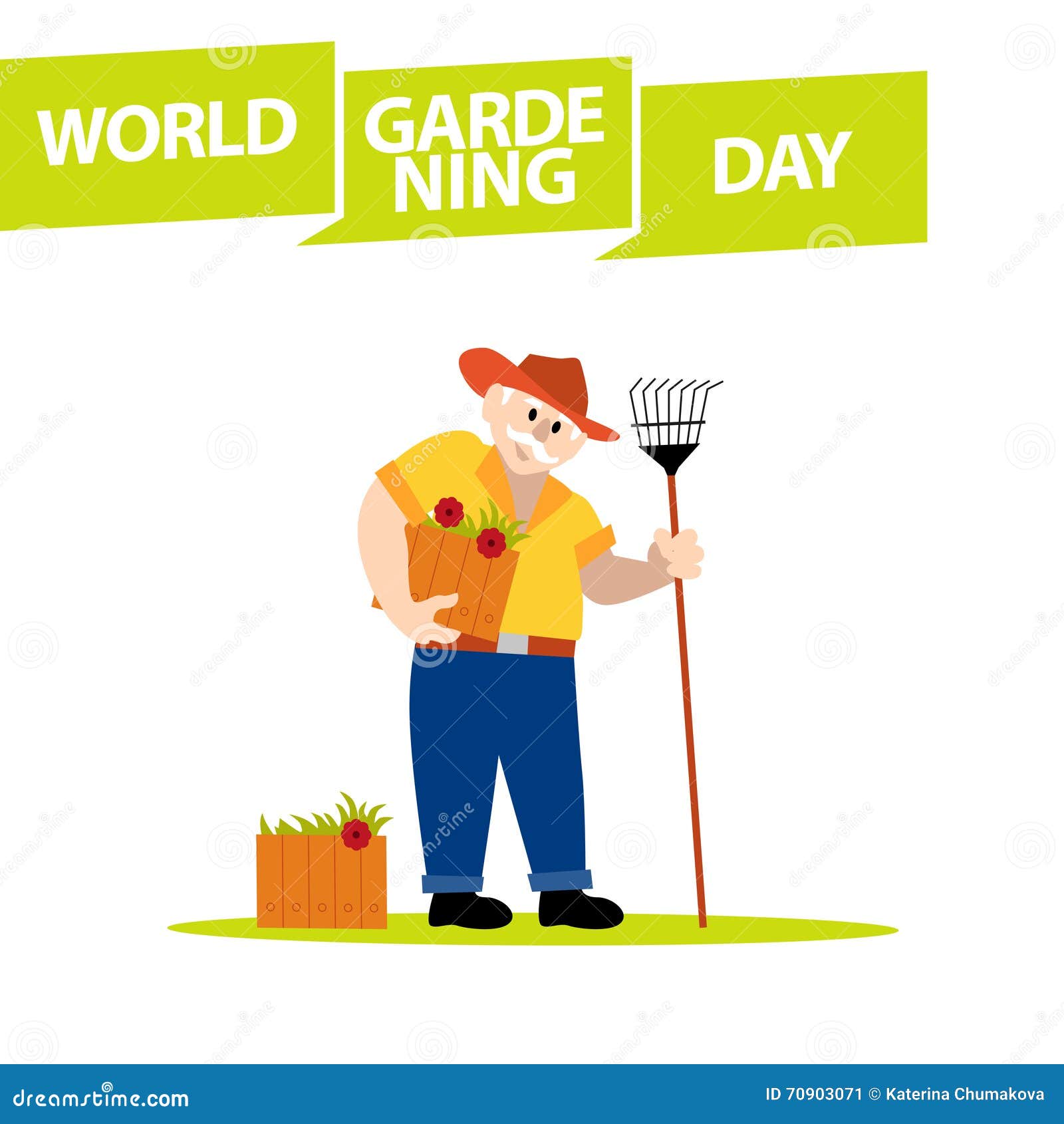 Gardener flat portrait. stock vector. Illustration of farmer - 70903071