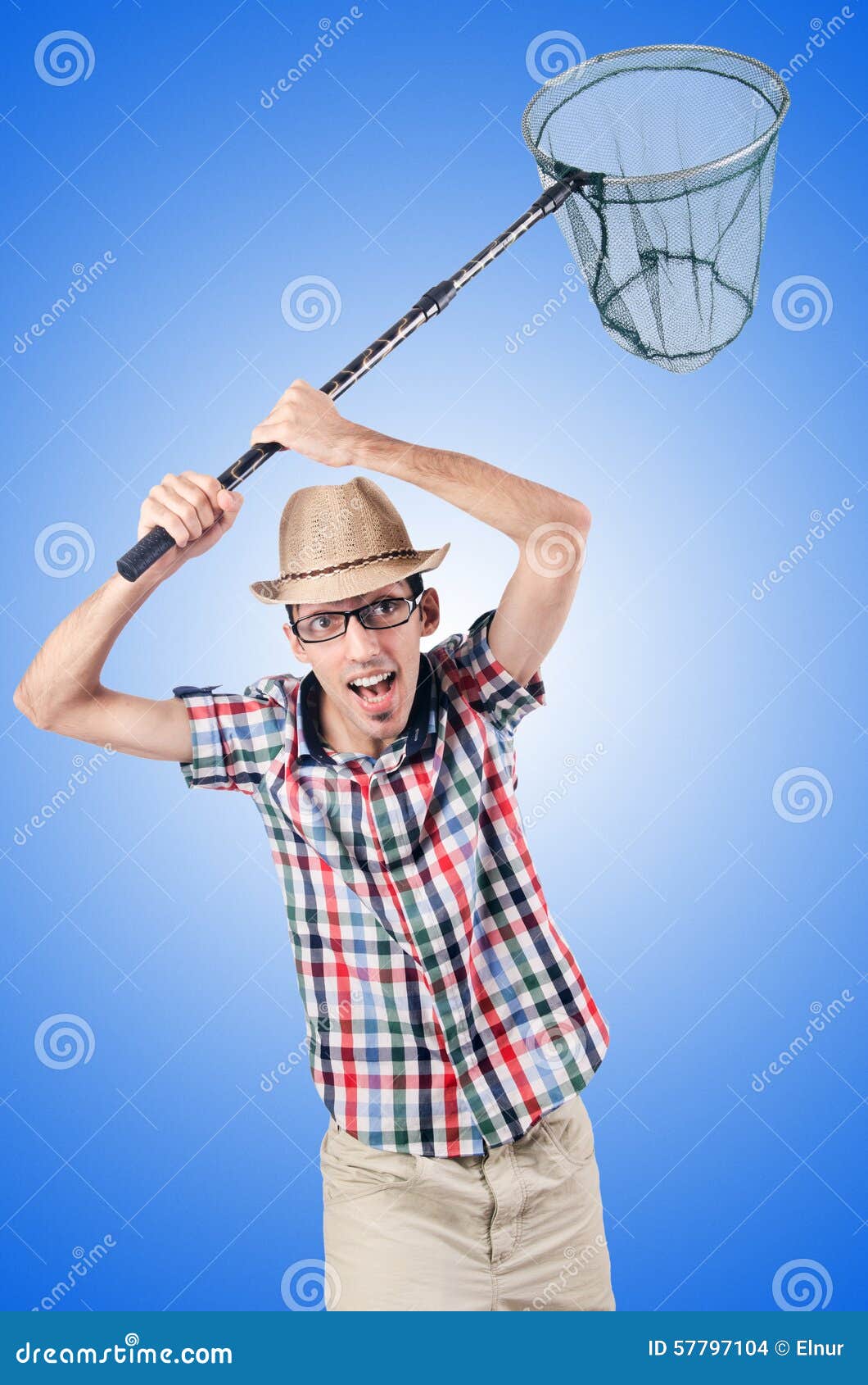 Gardener with Net Isolated on White Stock Photo - Image of nature ...