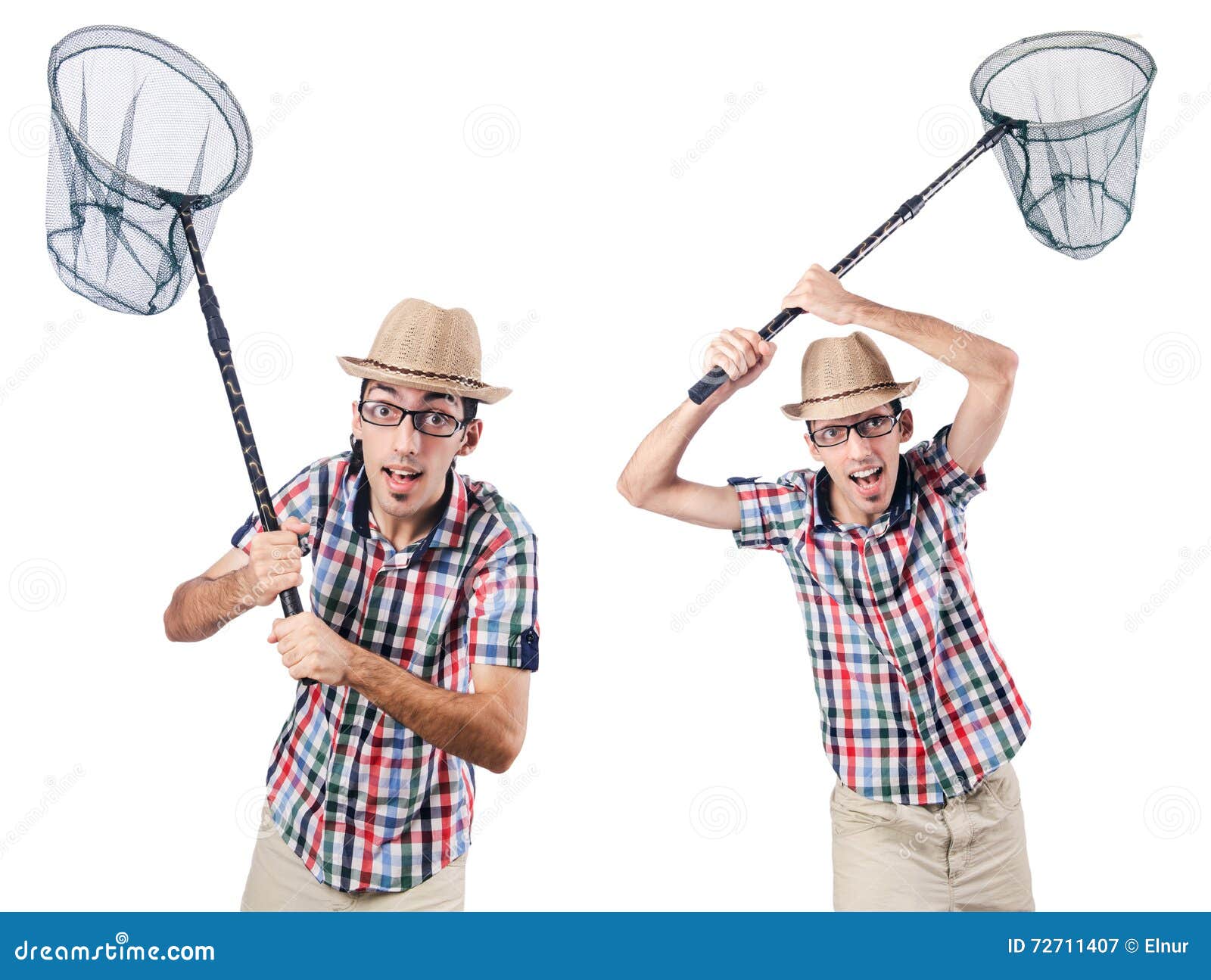 The Gardener with Net Isolated on White Stock Image - Image of happy ...