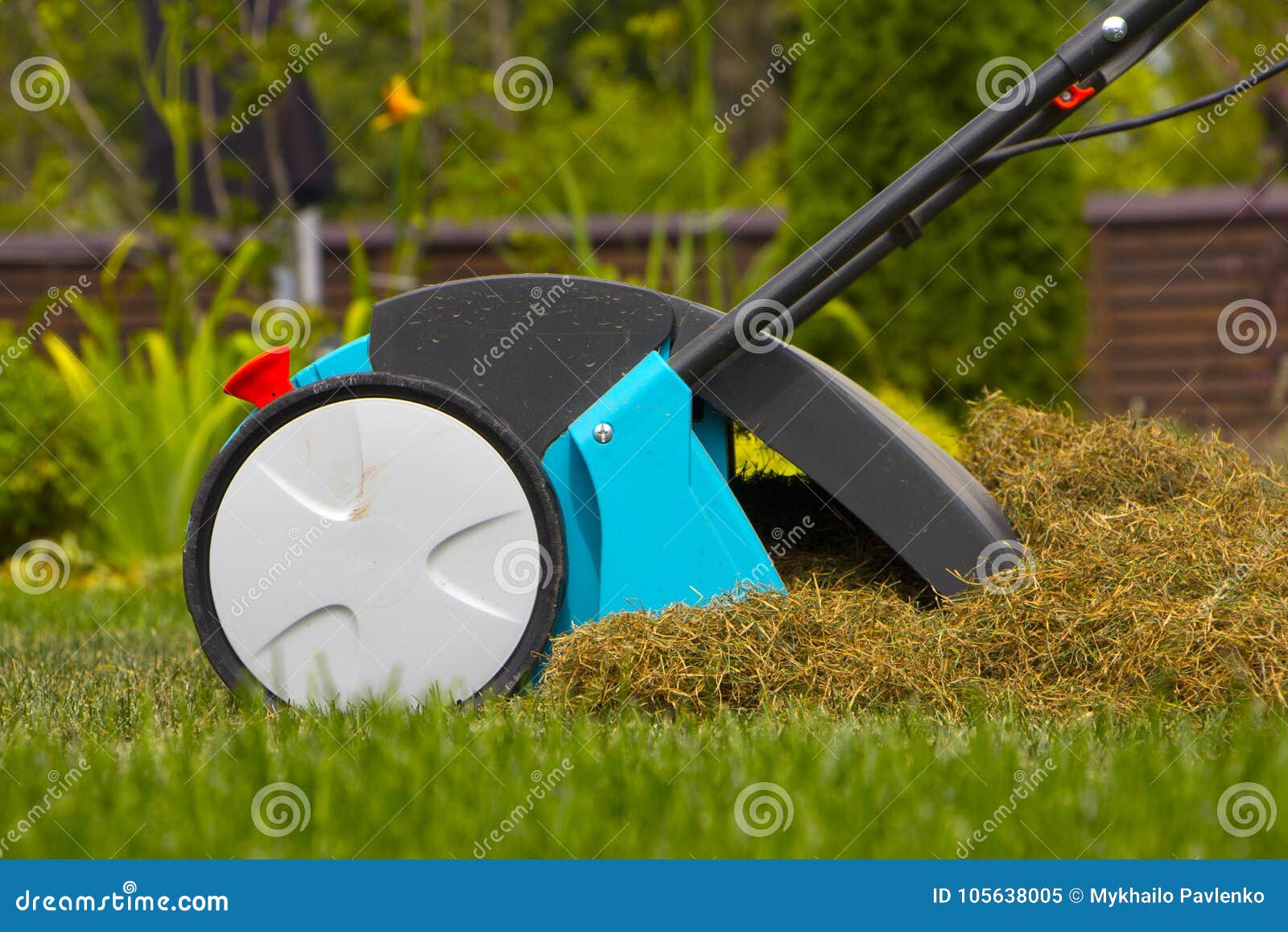 Gardener Operating Soil Aeration Machine on Grass Lawn Stock Image ...