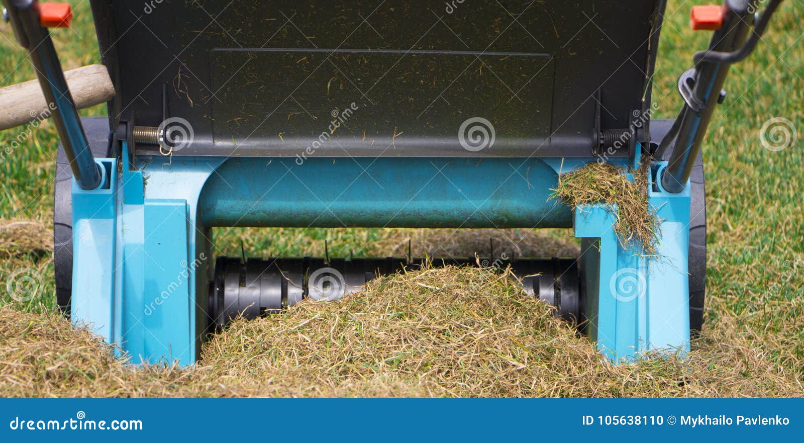 Gardener Operating Soil Aeration Machine on Grass Lawn Stock Photo ...