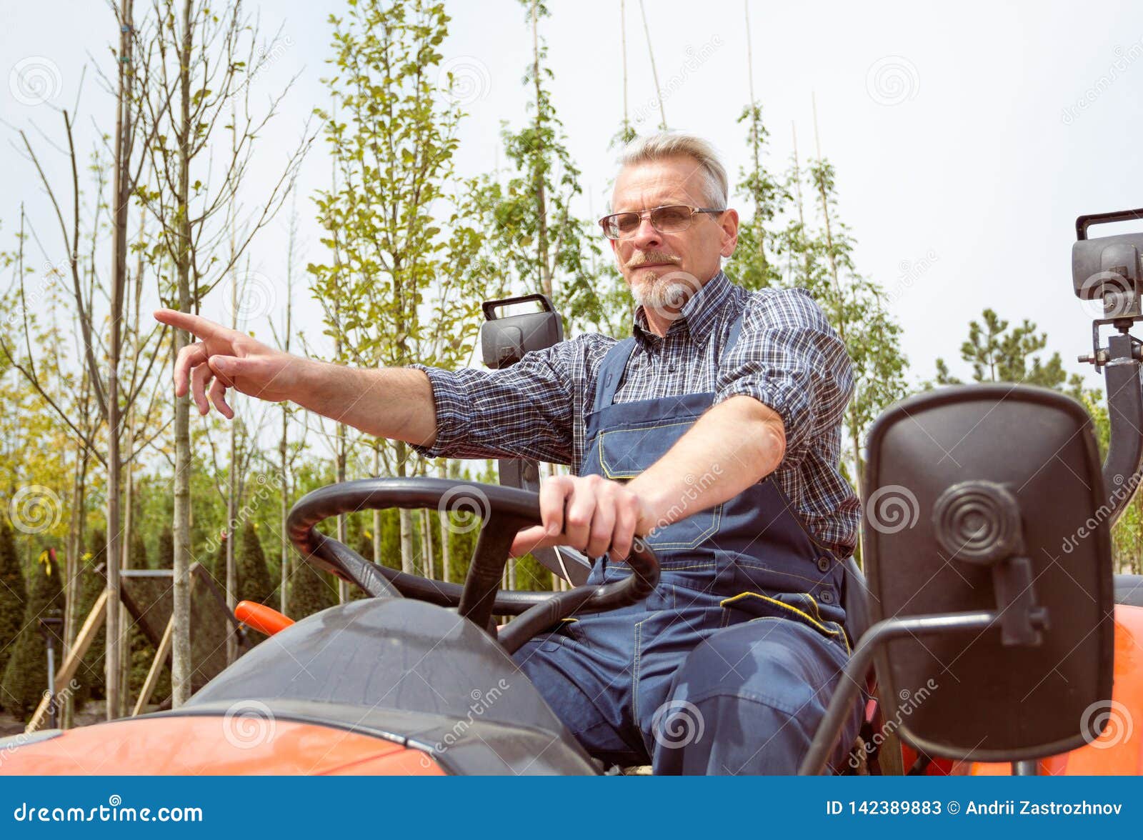 Gardener Rides on the Tractor at Garden Store Stock Image - Image of ...