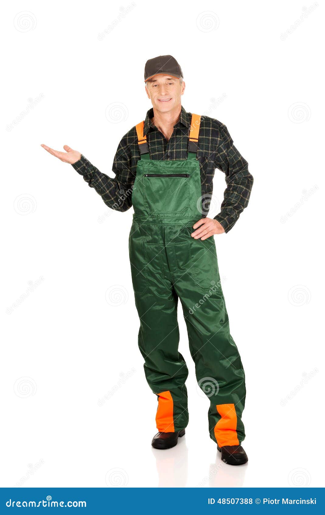 Gardener in Uniform Showing Space on the Left Stock Photo - Image of ...