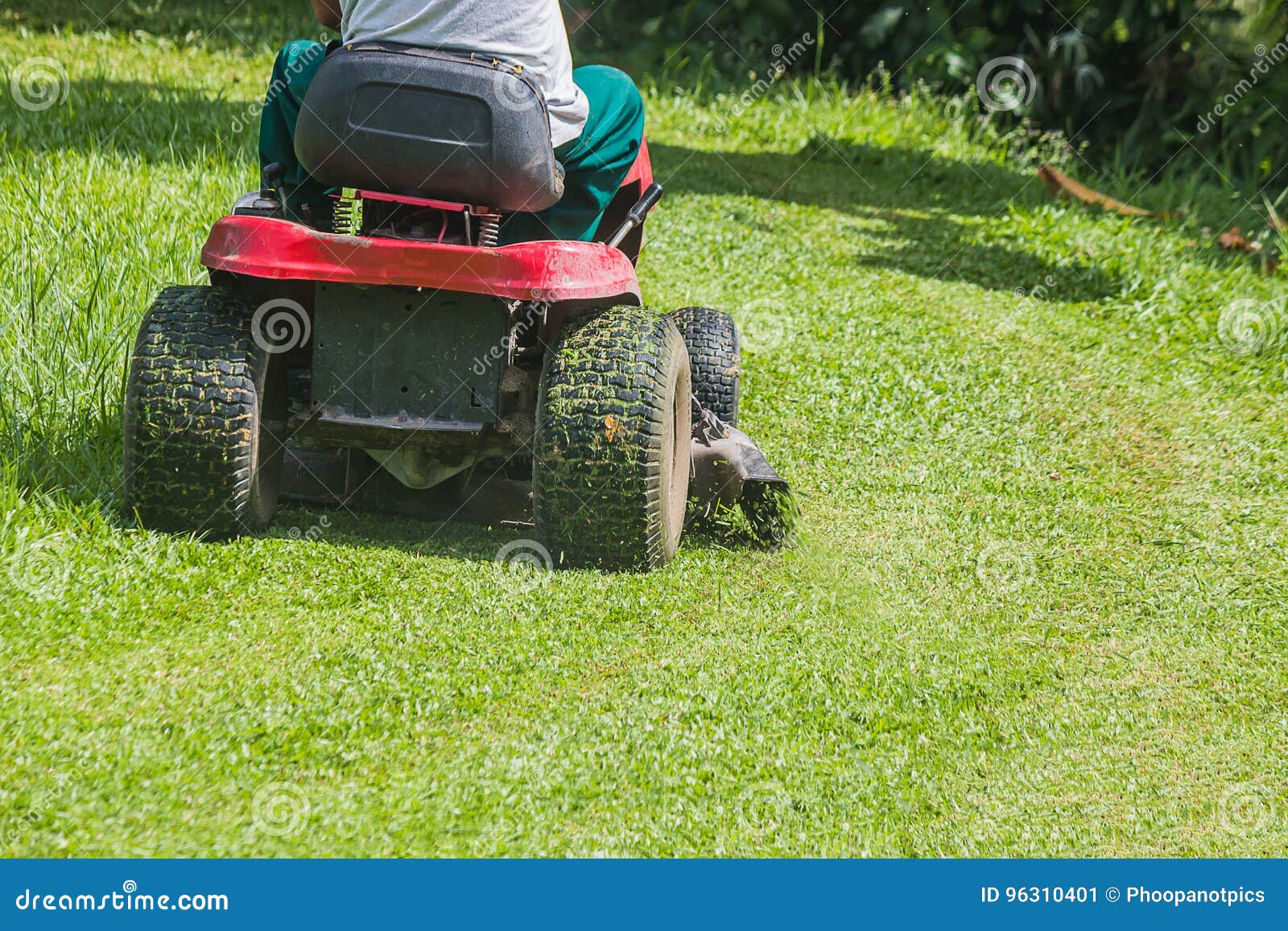 The Gardener is Using a Lawn Mower Stock Image - Image of move ...
