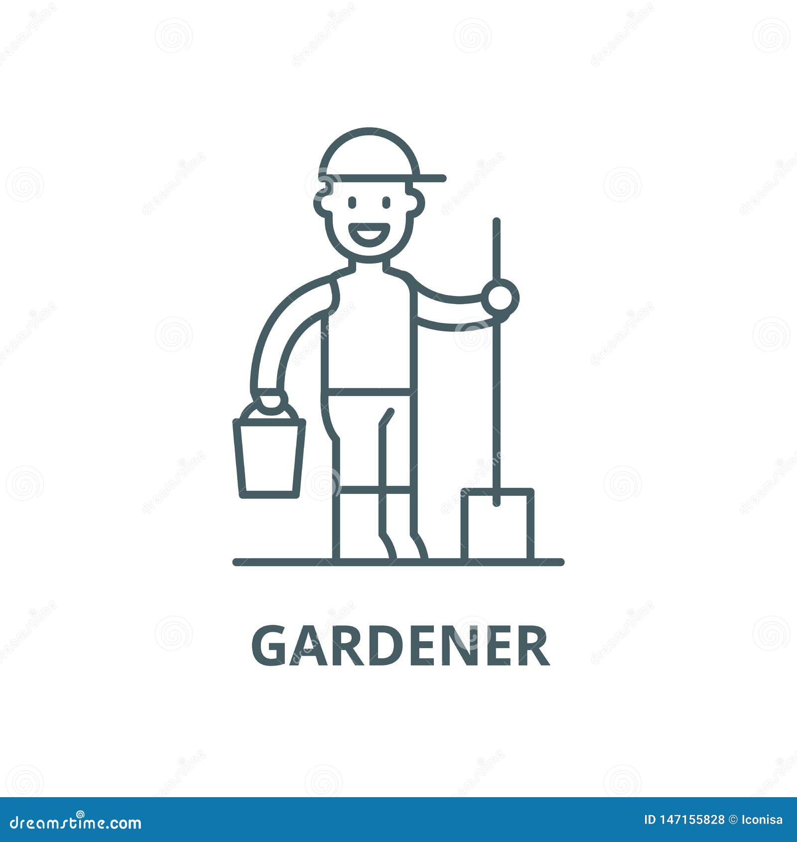 Gardener Vector Line Icon, Linear Concept, Outline Sign, Symbol Stock ...