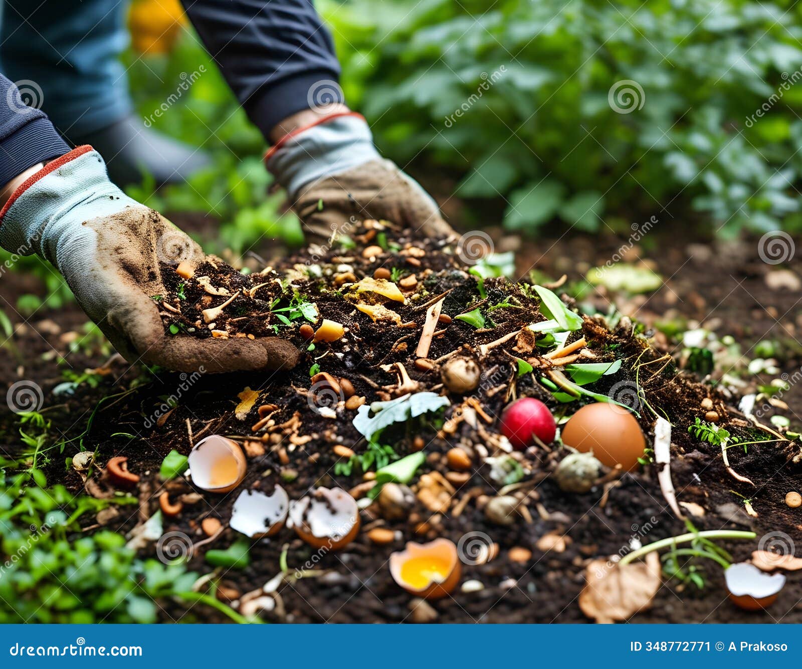 Gardener Mixing Compost in Eco-Friendly Garden Setting Stock Image ...
