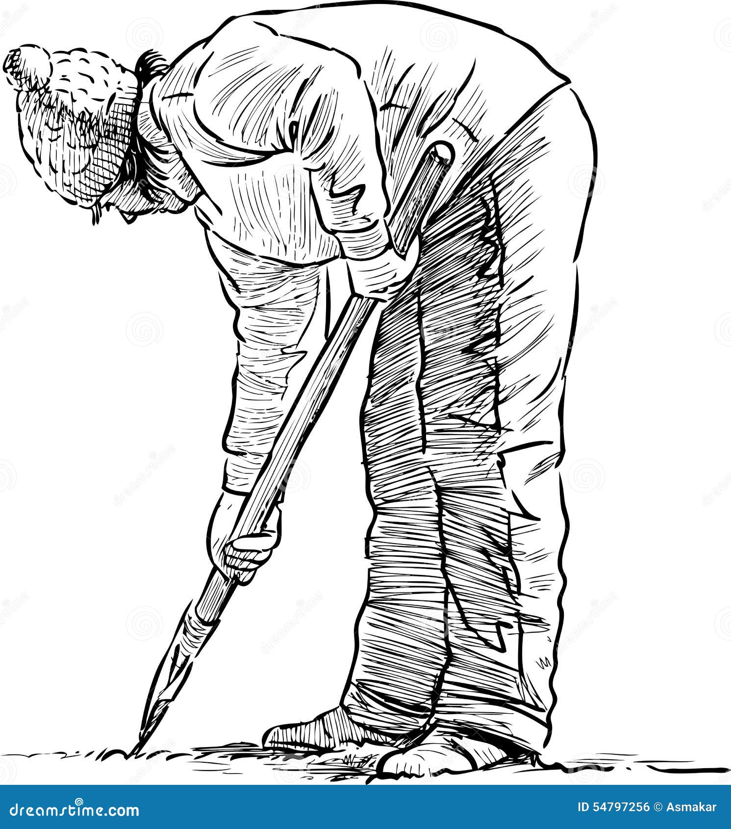 Gardener Working on the Lawn Stock Vector - Illustration of working ...