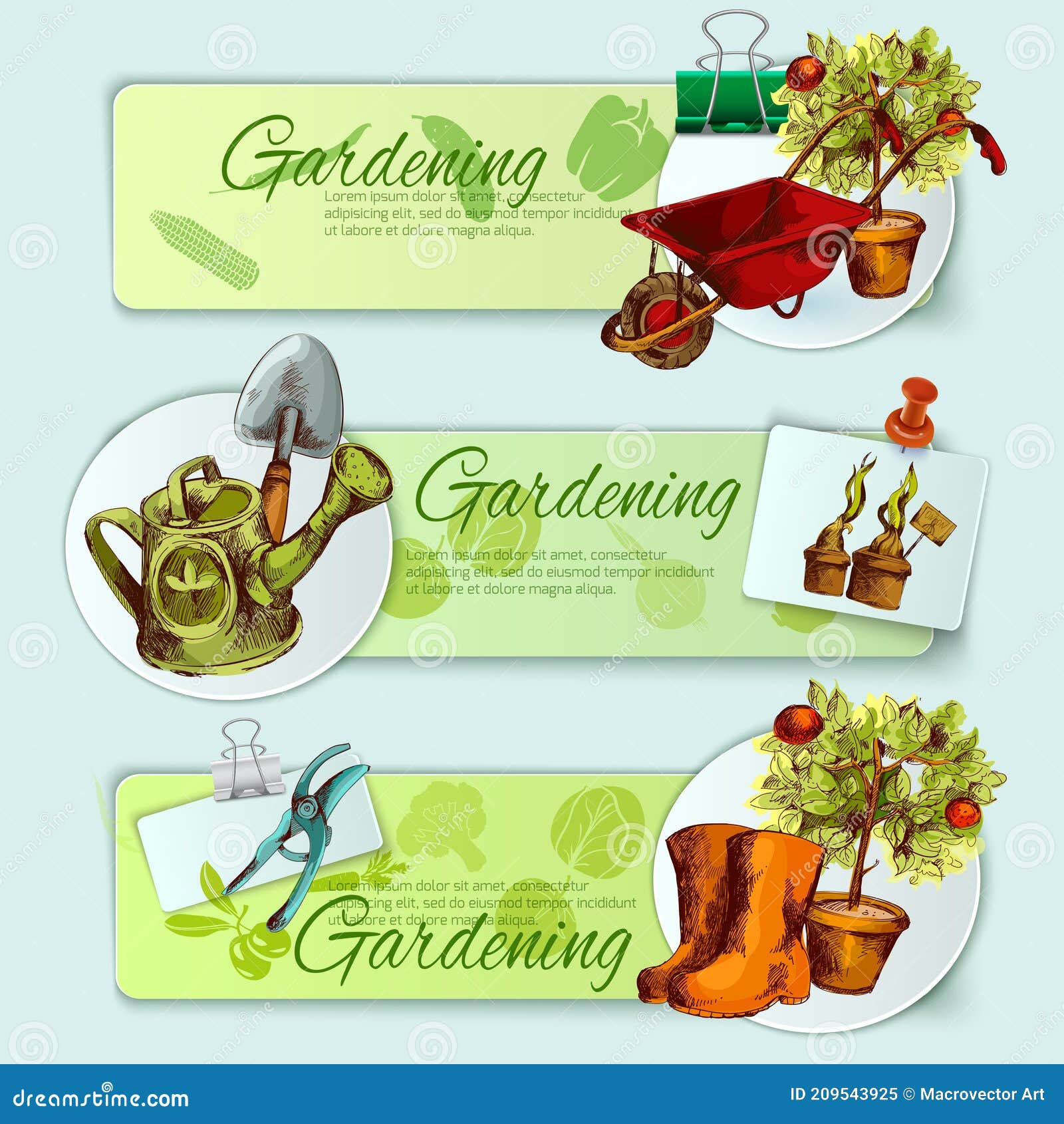 Gardening Banner Set stock vector. Illustration of fresh - 209543925