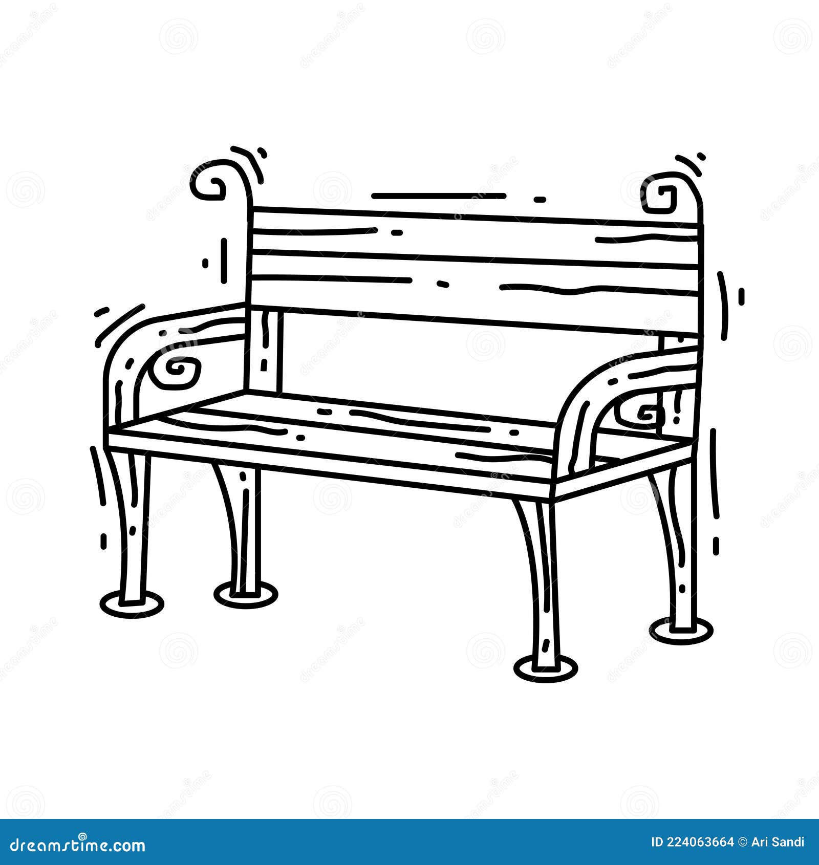 Gardening Bench Icon. Hand Drawn Icon Set, Outline Black, Doodle Icon ...