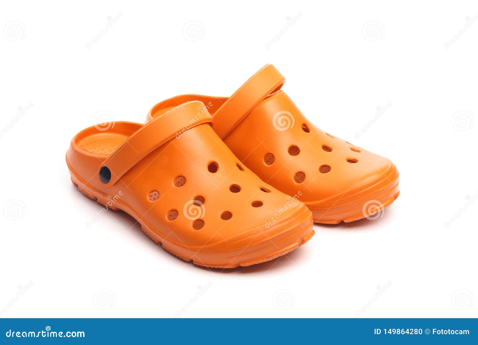 Gardening Bright Orange Clogs Isolated on White Stock Photo - Image of ...