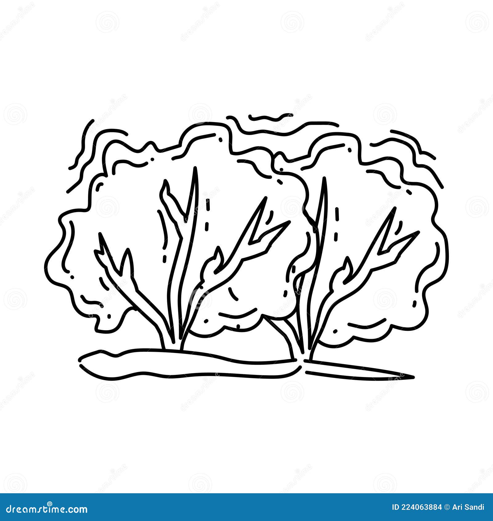 Gardening Bush Icon. Hand Drawn Icon, Outline Black, Doodle Icon ...