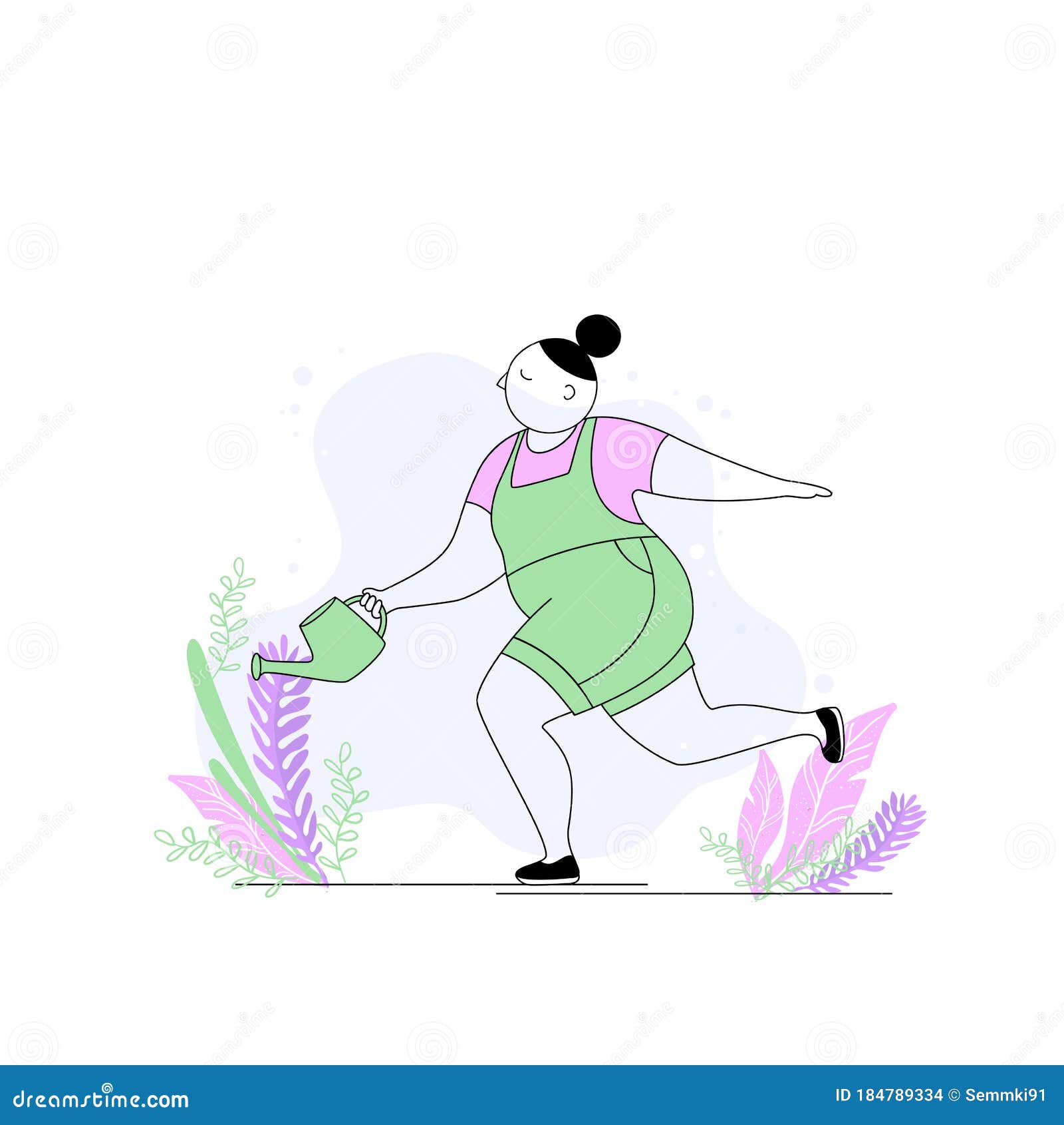 Gardening Concept Woman Is Gardening Watering Beautiful Flowers With