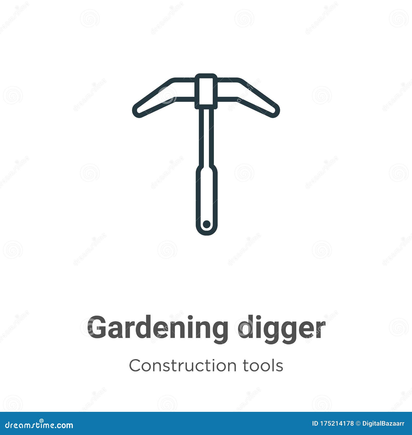 Gardening Digger Outline Vector Icon. Thin Line Black Gardening Digger Icon, Flat Vector Simple ...