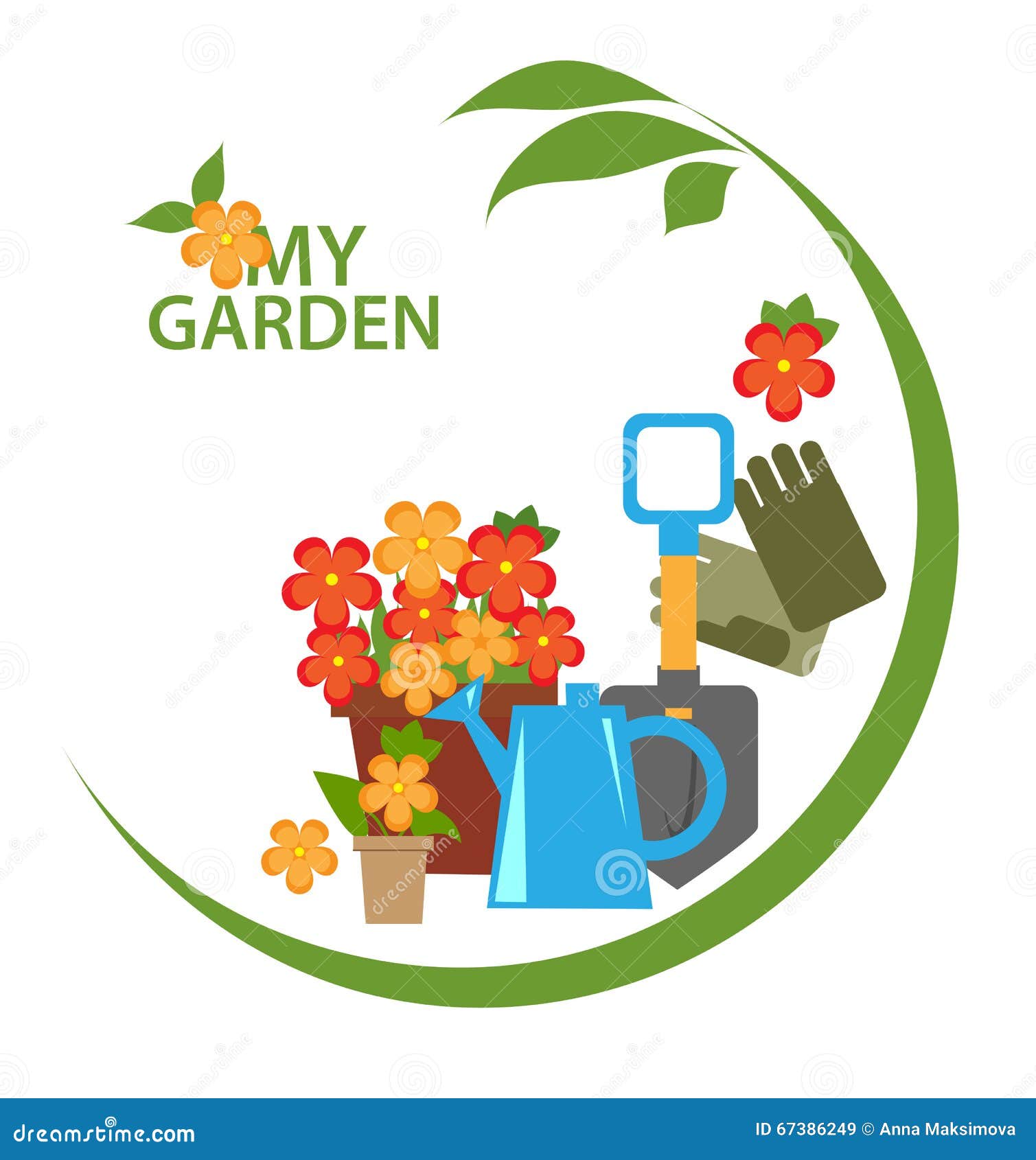 Gardening emblem stock vector. Illustration of decoration - 67386249