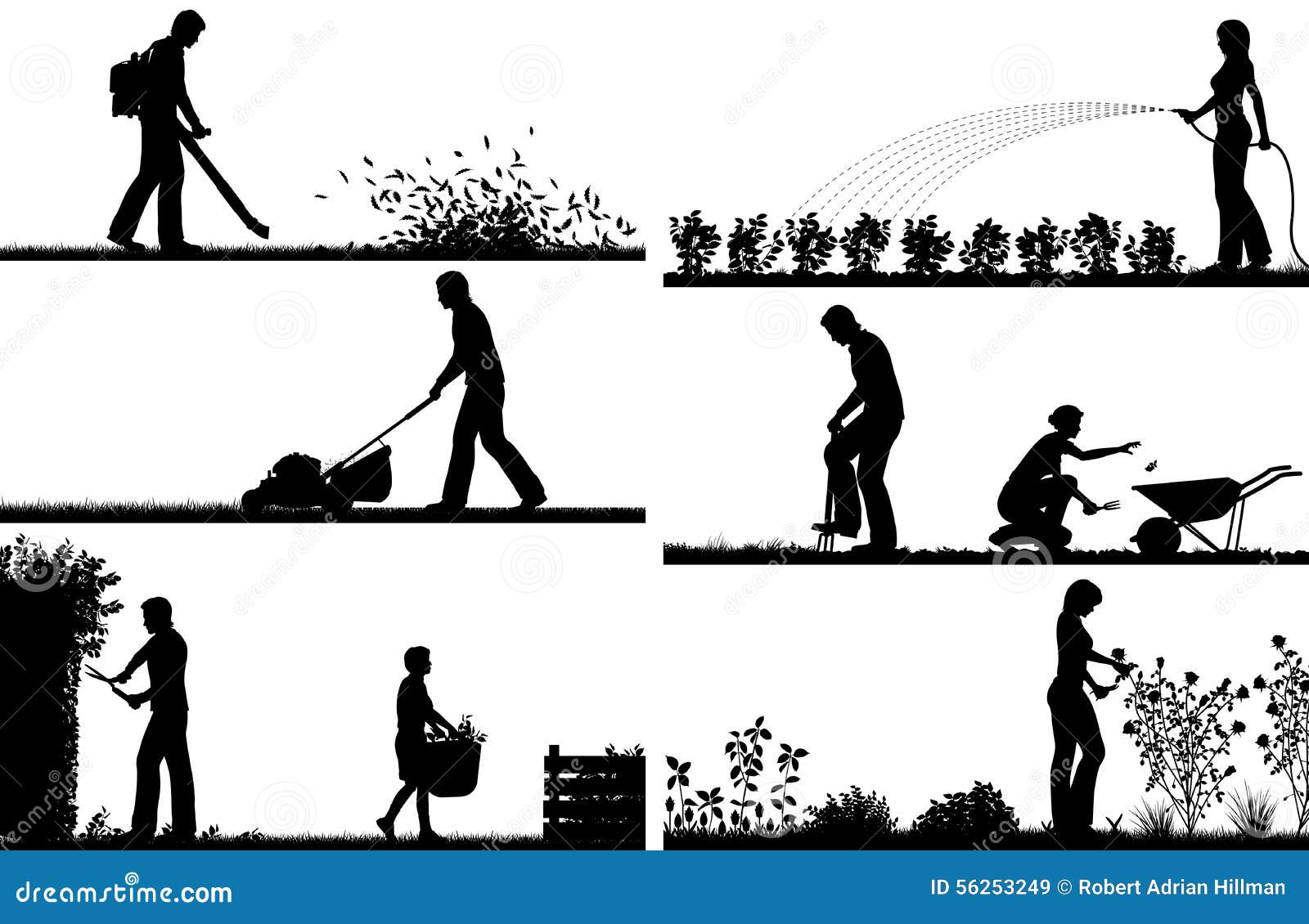 Gardening Foreground Silhouettes Stock Vector Image 56253249