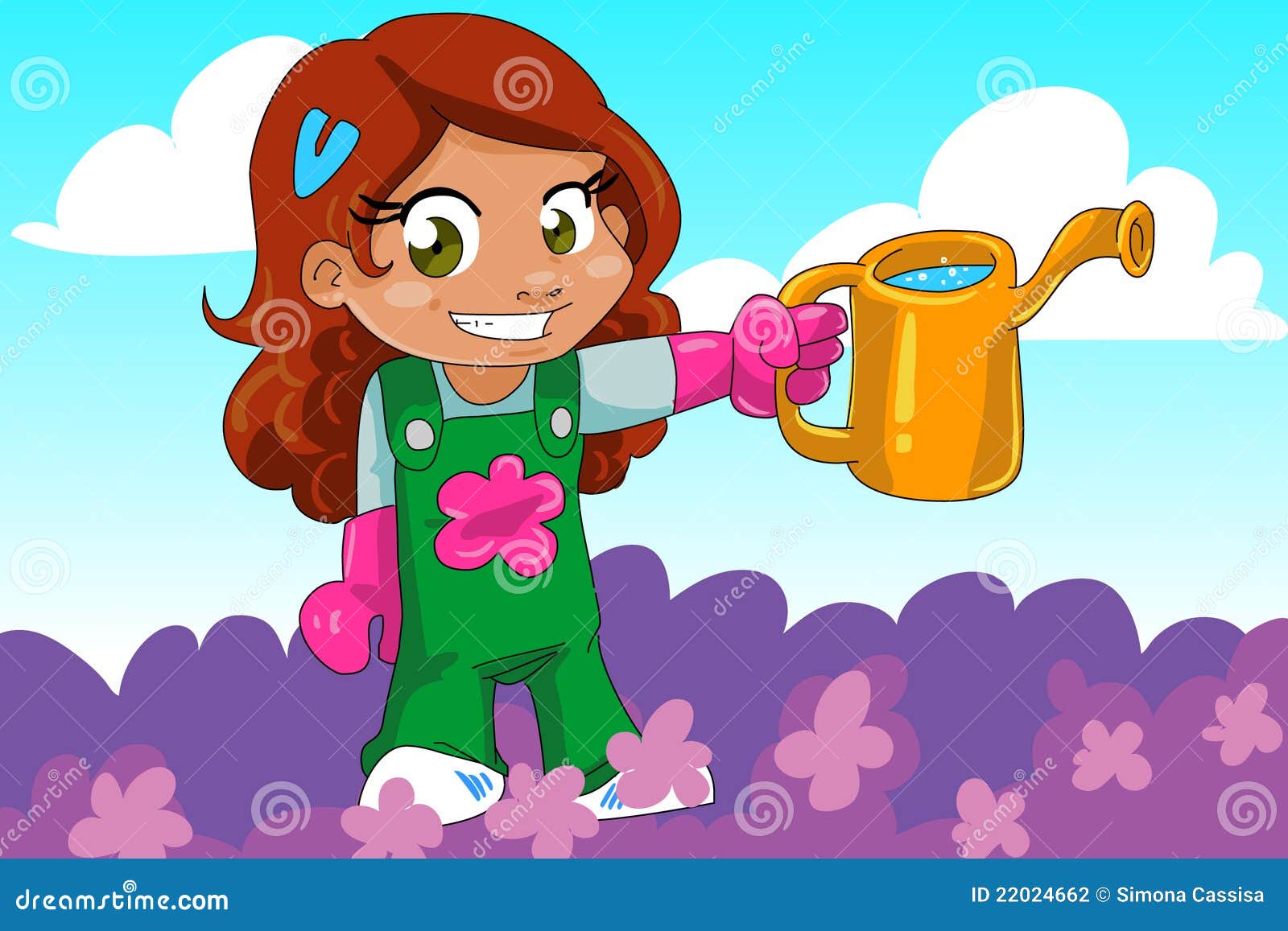 Gardening girl stock illustration. Illustration of greenhouse - 22024662