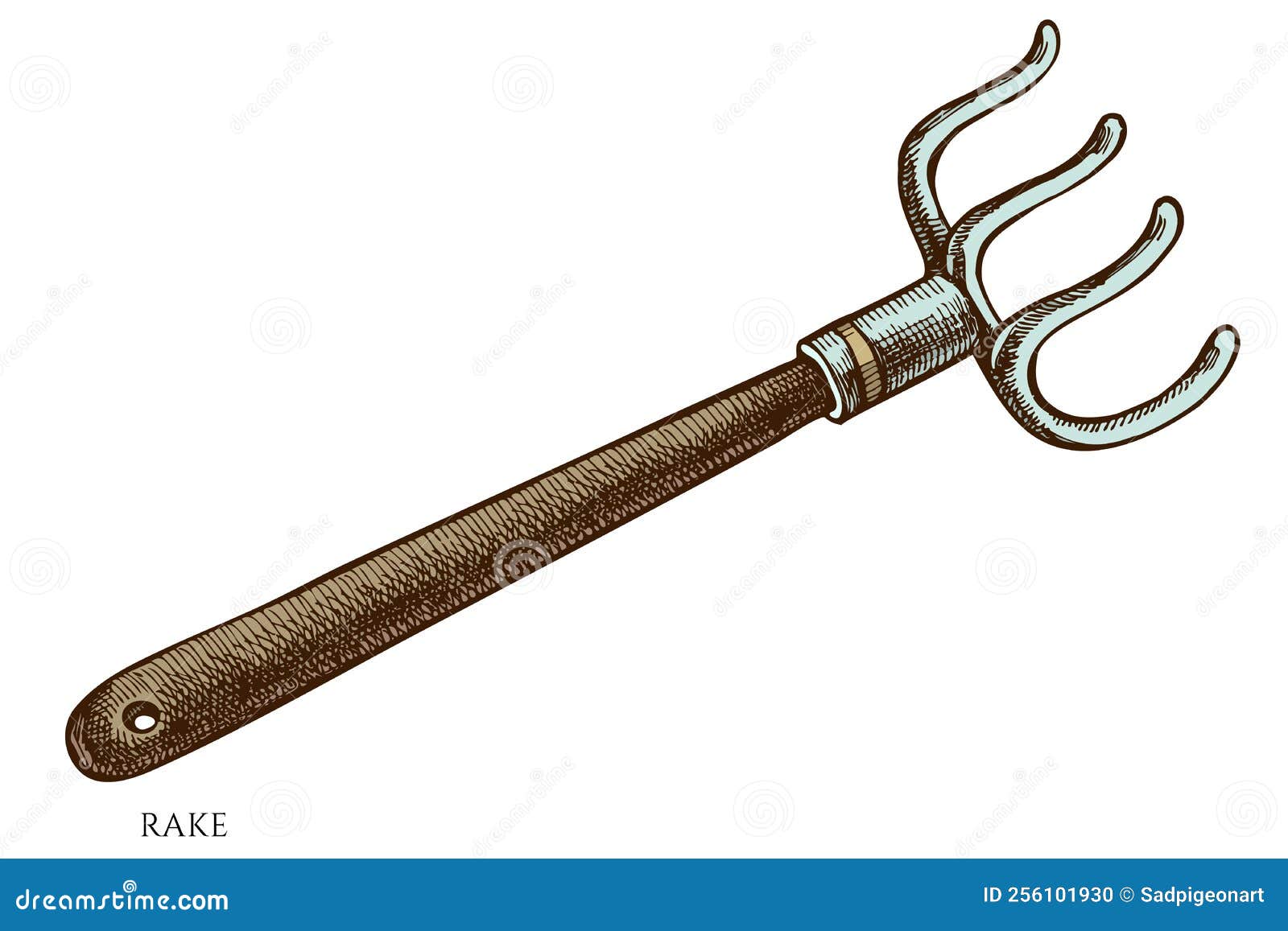 Gardening Hand Drawn Vector Illustrations Collection. Colored Rake ...