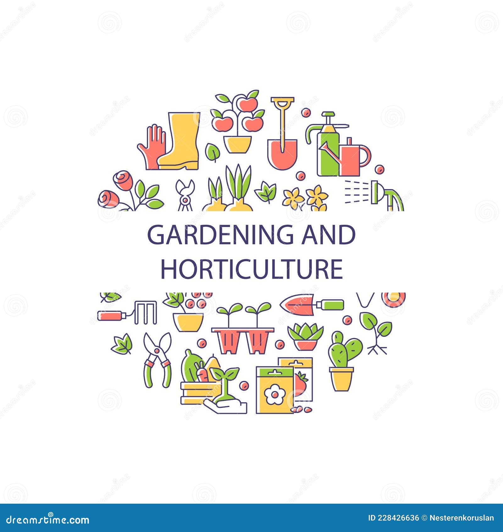 Gardening and Horticulture Abstract Color Concept Layout with Headline ...