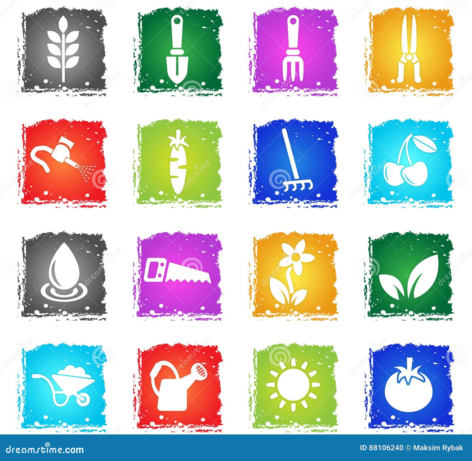 Gardening icon set stock vector. Illustration of garden - 88106240