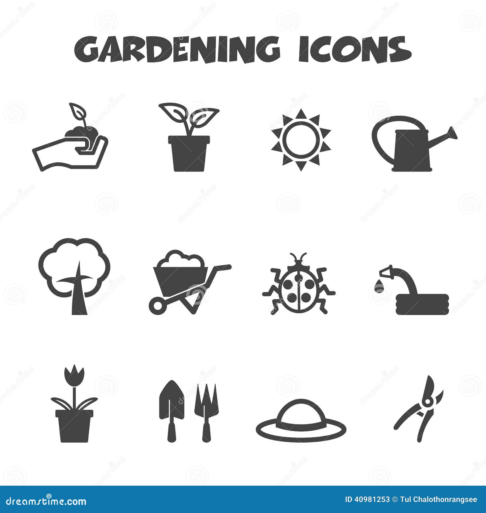 Gardening icons stock vector. Illustration of silhouette - 40981253