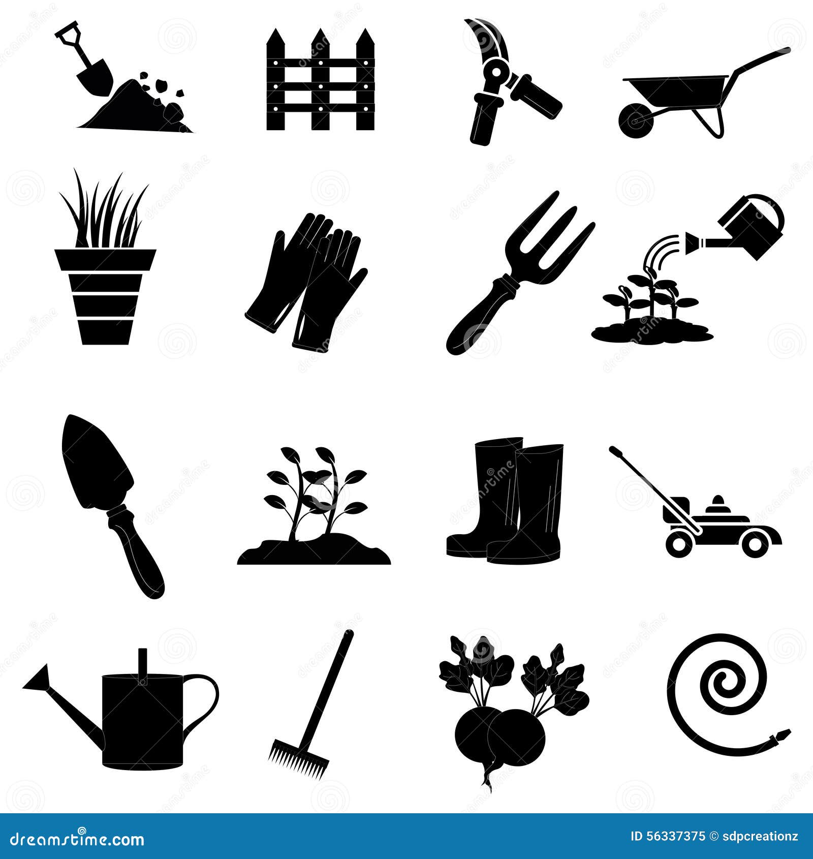 Gardening icons set stock vector. Illustration of gardening - 56337375