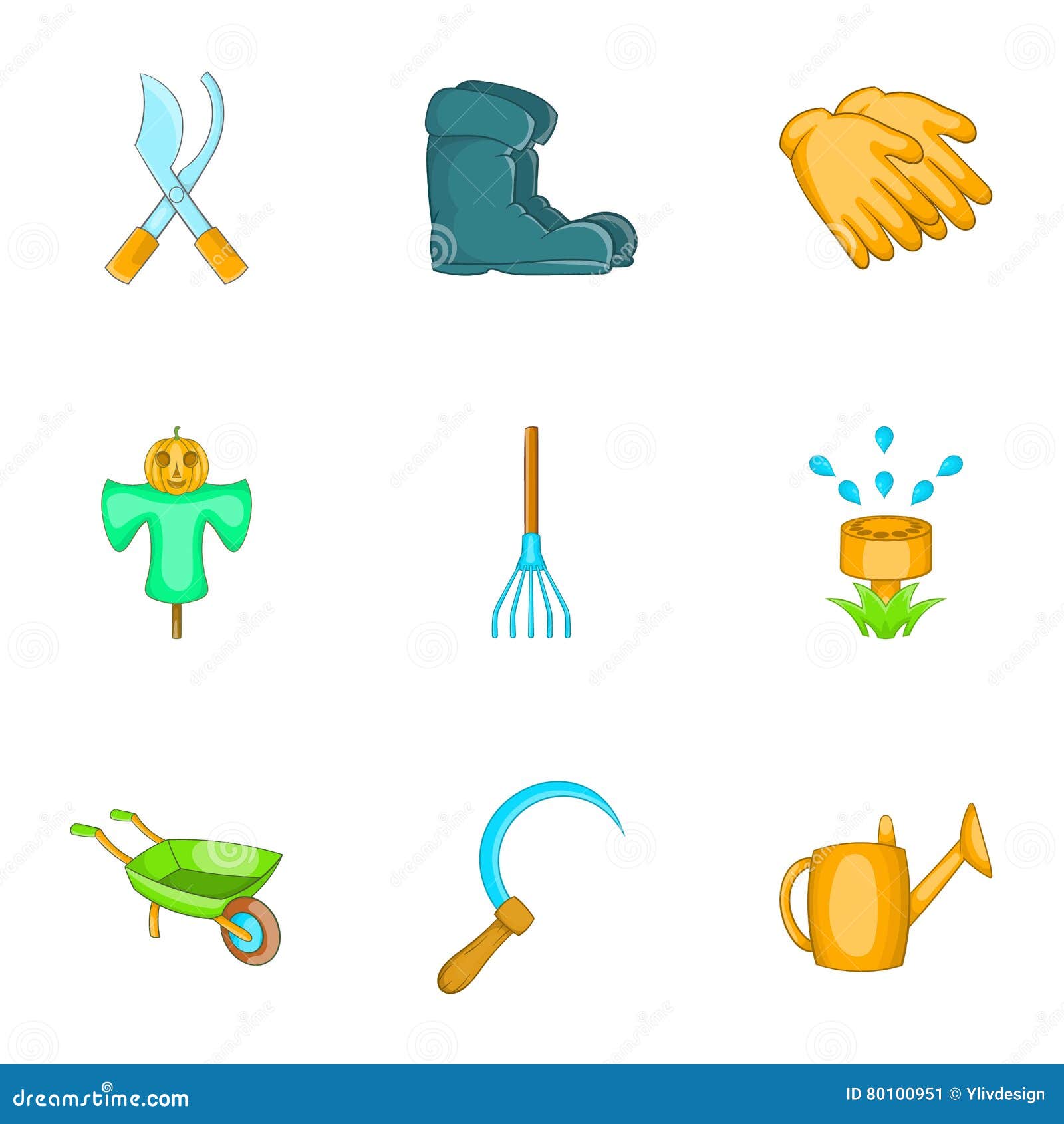 Gardening Icons Set, Cartoon Style Stock Vector - Illustration of ...