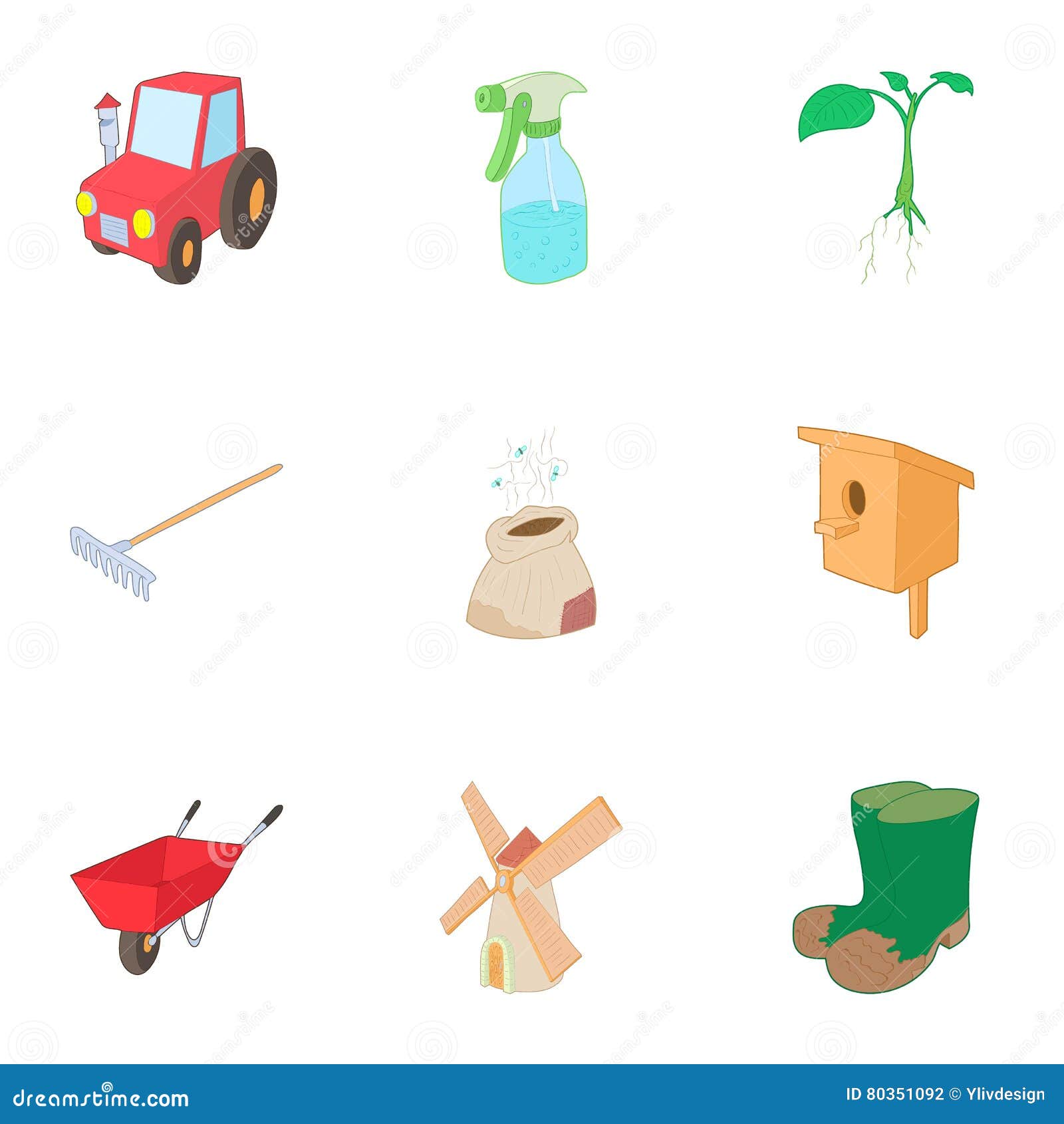 Gardening Icons Set, Cartoon Style Stock Vector - Illustration of ...