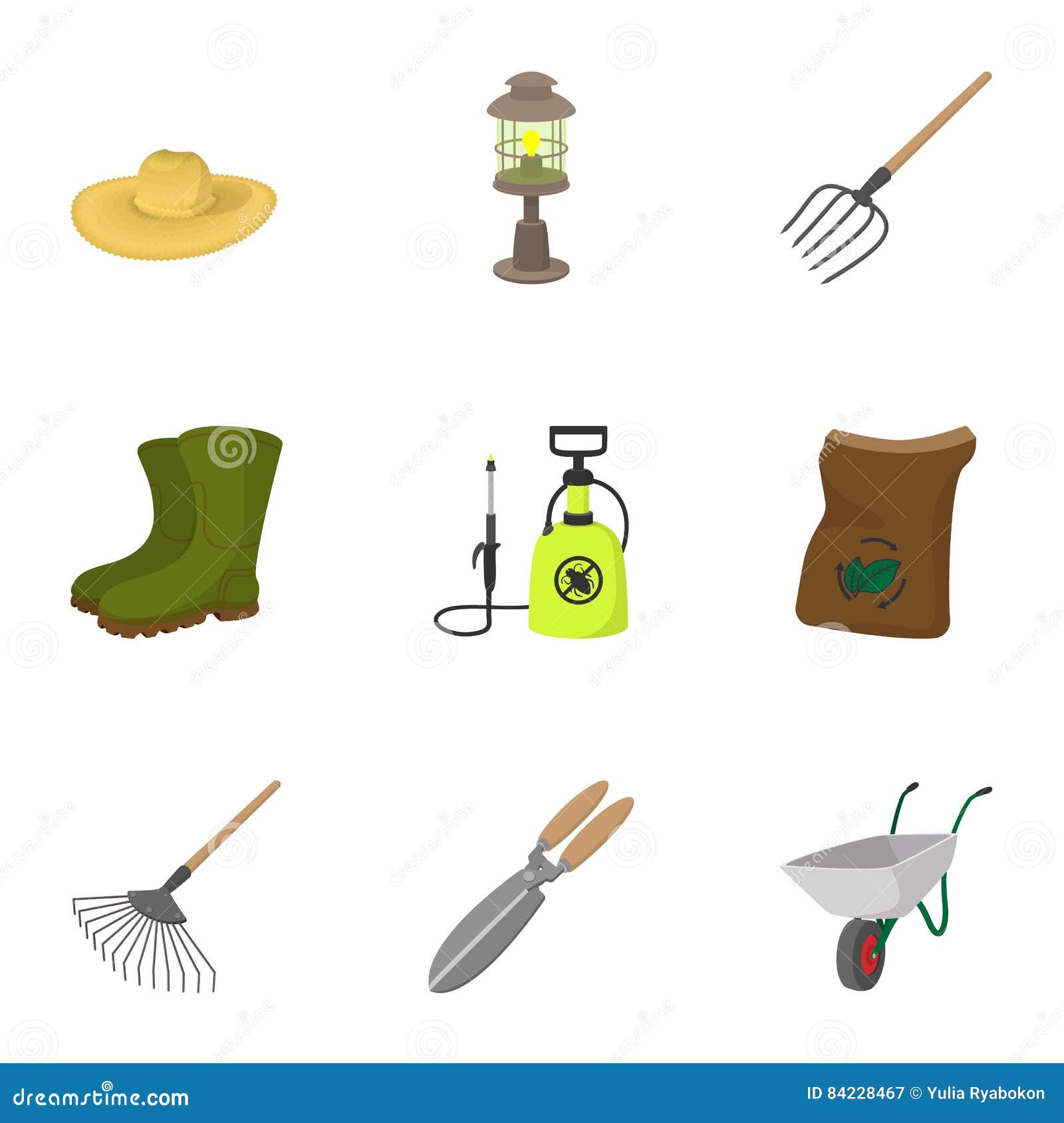 Gardening Icons Set, Cartoon Style Stock Vector - Illustration of ...