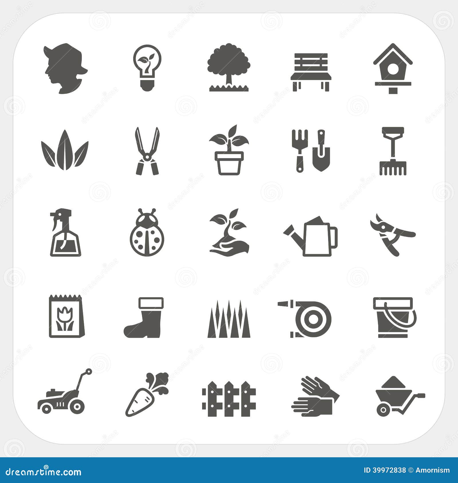 Gardening icons set stock vector. Illustration of grass - 39972838