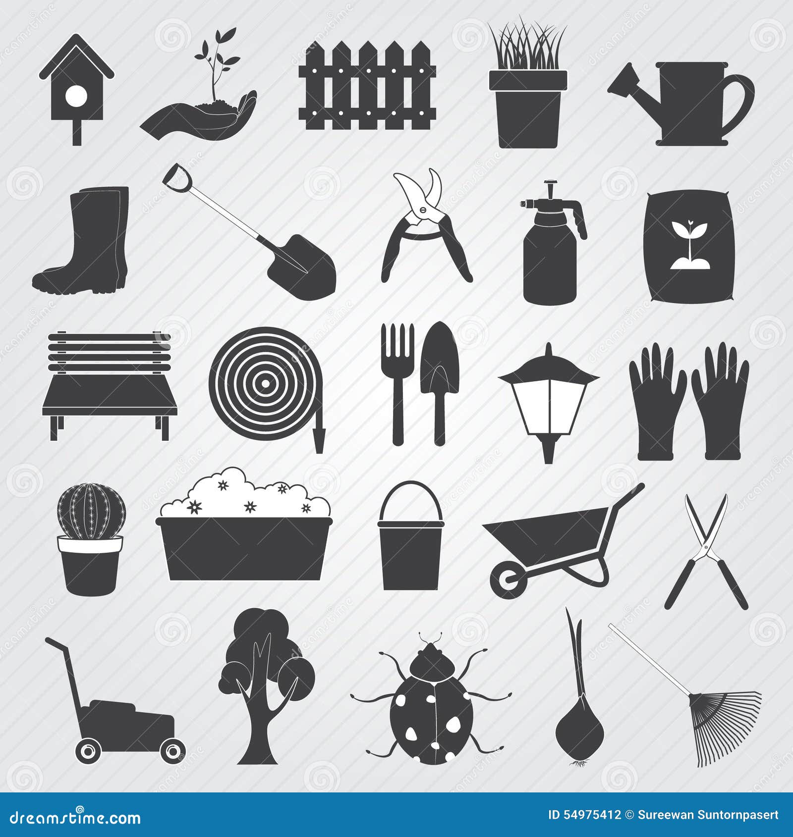 Gardening Icons Vector Set stock vector. Illustration of plant - 54975412