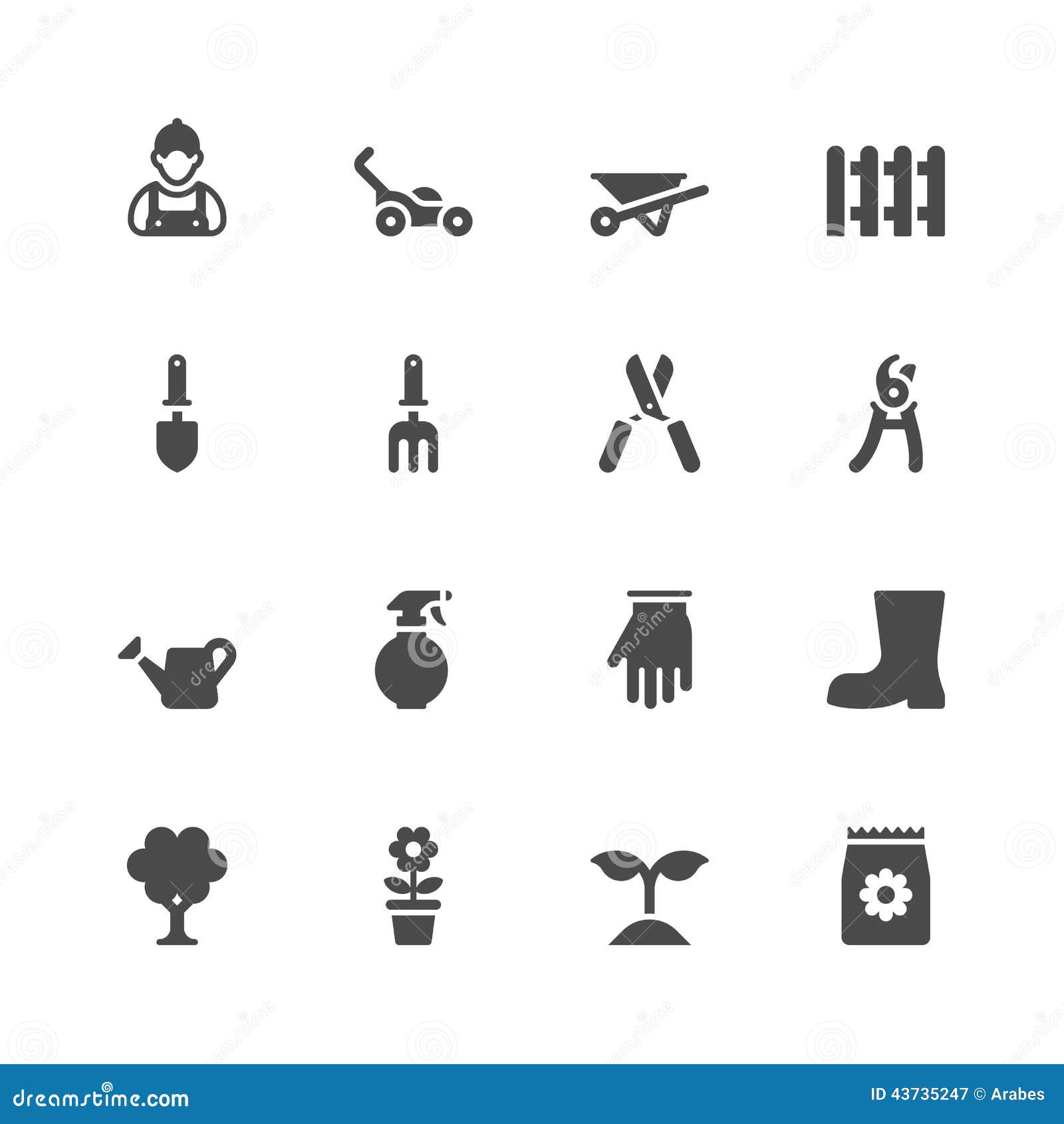 Gardening icons stock vector. Illustration of flower - 43735247