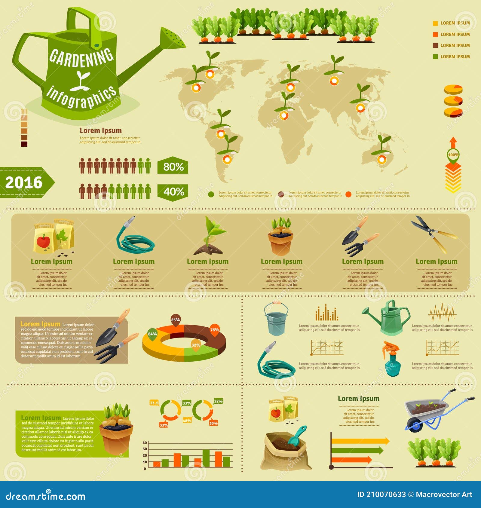 Gardening Infographic Layout Stock Vector - Illustration of flat ...