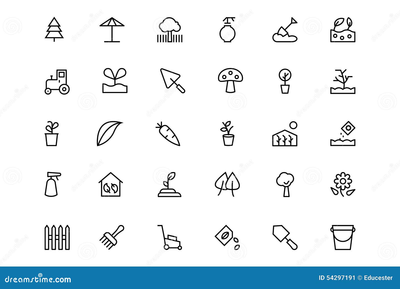 Gardening Line Vector Icons 3 Stock Illustration - Illustration of ...