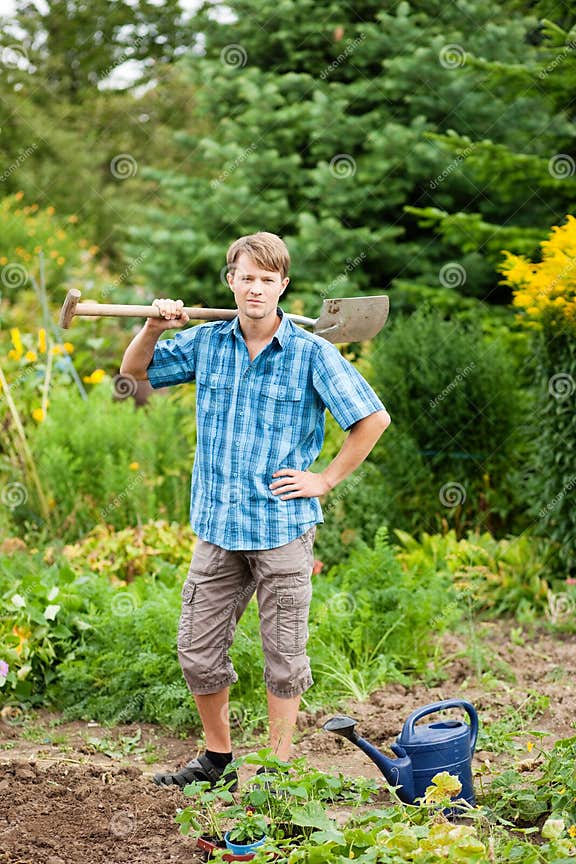 Gardening - Man Digging Over the Soil Stock Image - Image of flowerbed ...