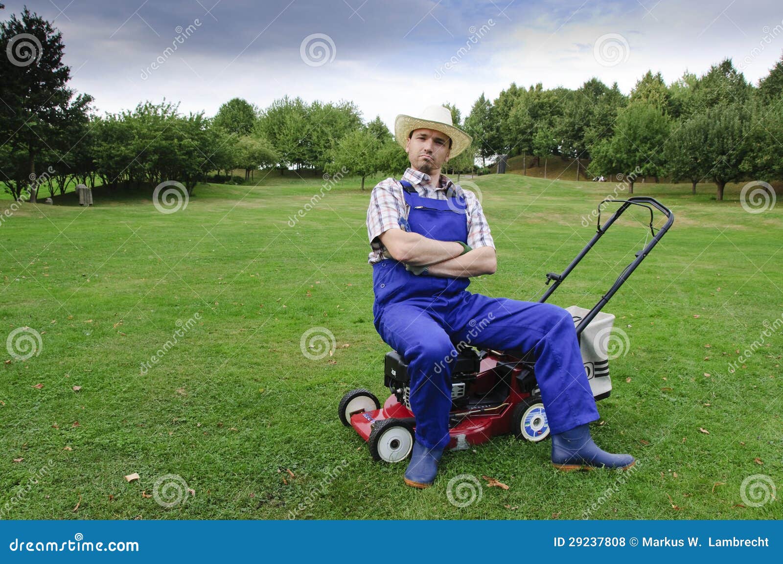 Gardening, Man Mowing the Lawn Stock Photo - Image of life, diesel ...