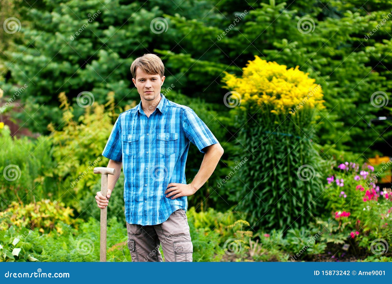 Gardening - man with spade stock photo. Image of gardening - 15873242