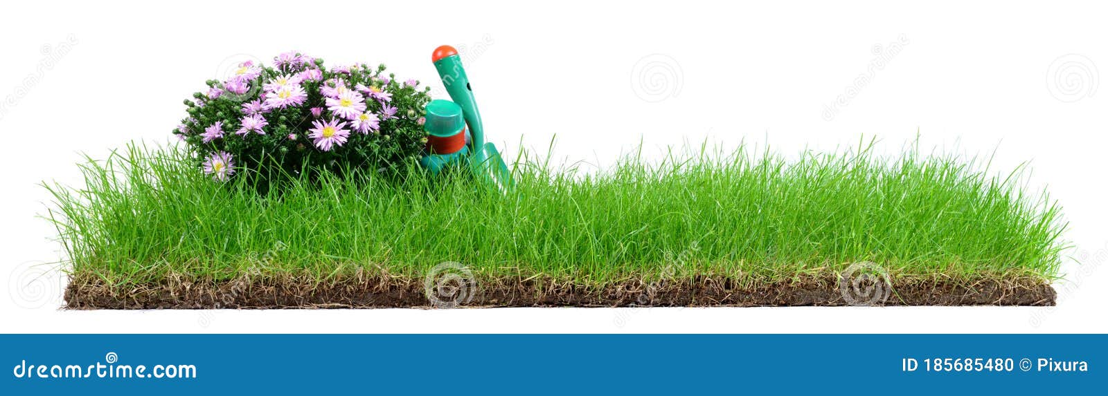 Gardening Panorama on White Background Stock Photo - Image of flower ...